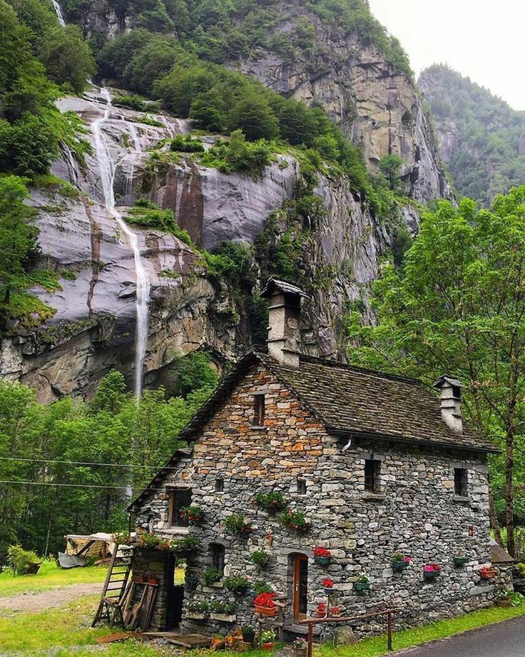 Swiss alps stone cabin | Scrolller