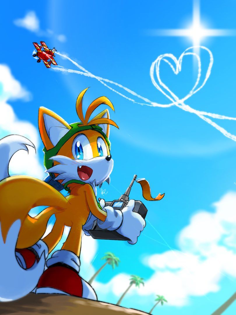 Tails flying his remote controlled biplane (Artist: aogirinaru) | Scrolller