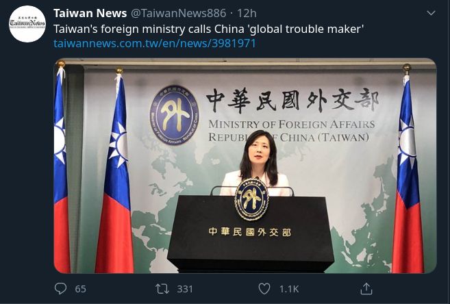 Taiwan's foreign ministry calls China 'global trouble maker' | Scrolller