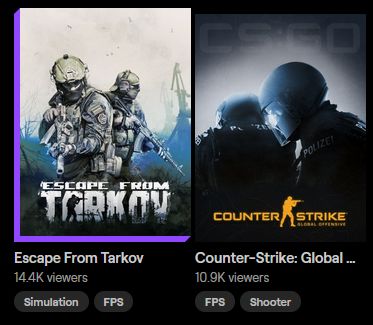 Tarkov has more viewers than CS:GO on twitch | Scrolller