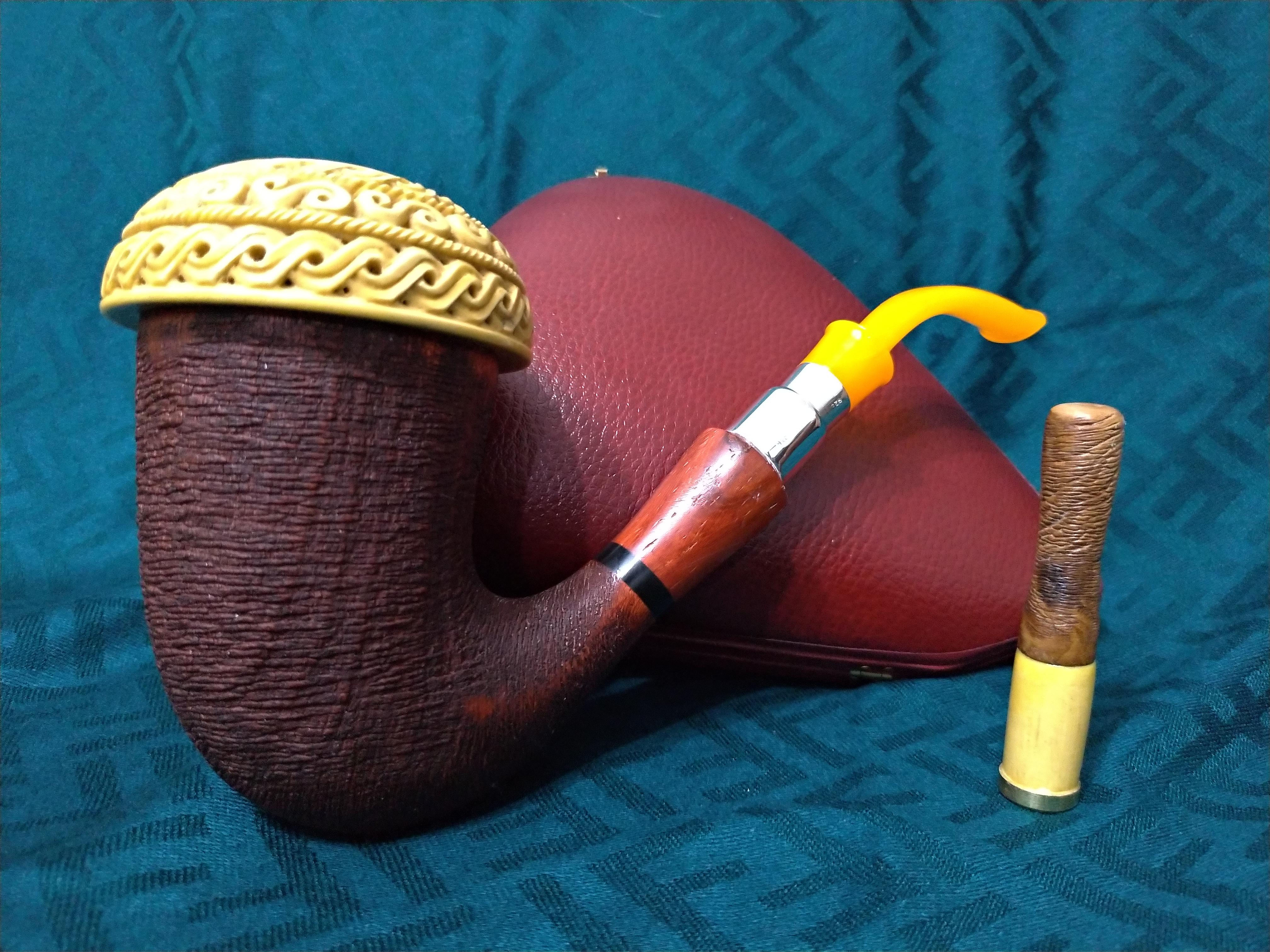 Teak Wood and Meerschaum Calabash Pipe | Scrolller