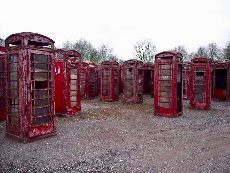 Telephone box graveyard. | Scrolller