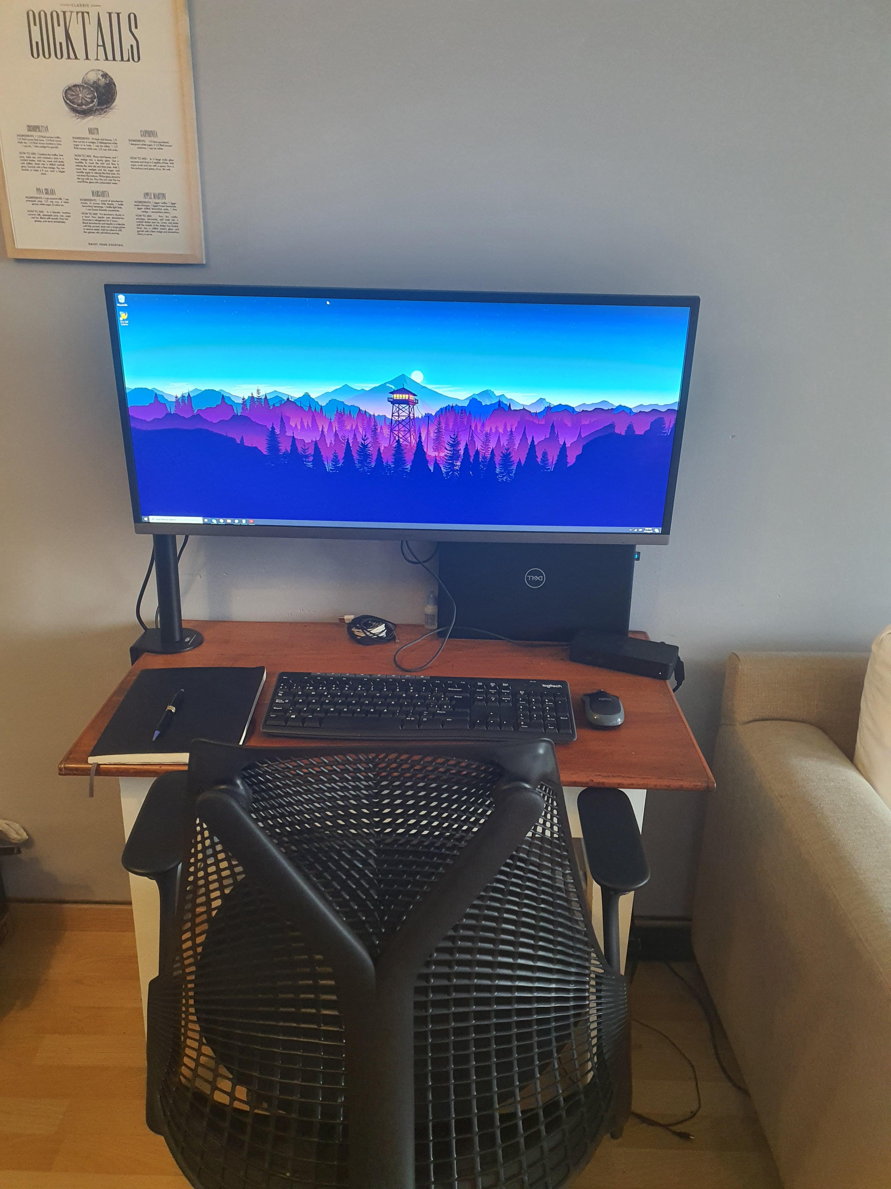 Temporary WFH setup. Big Monitor, Small desk | Scrolller