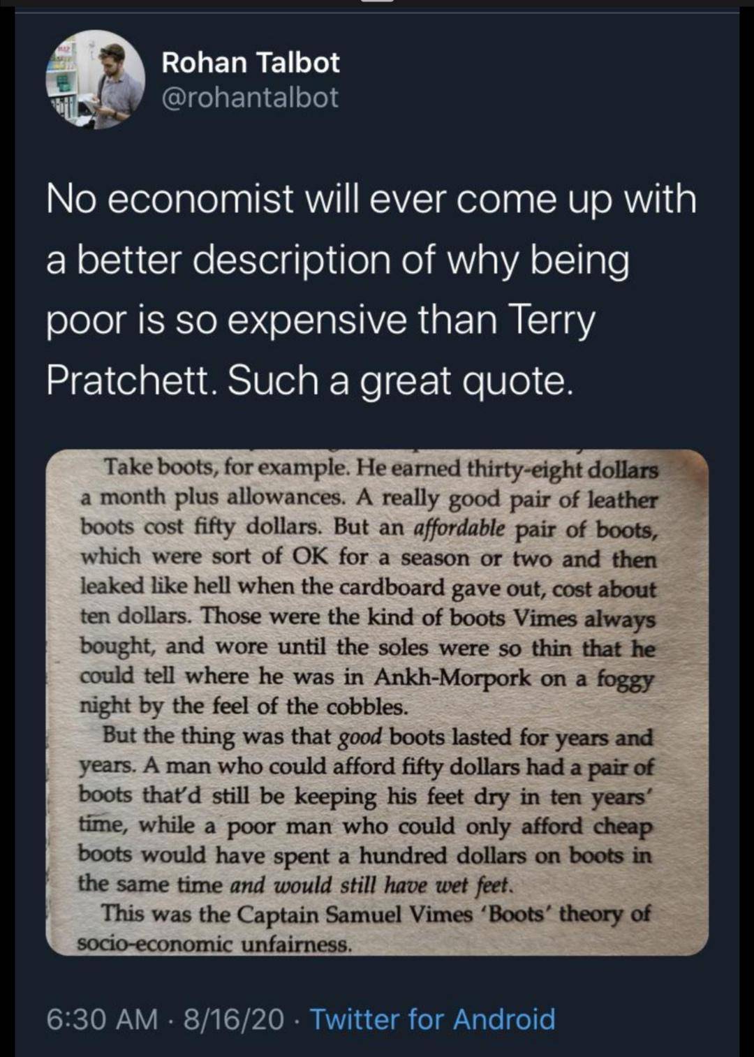 Terry Pratchett on why being poor is so expensive | Scrolller