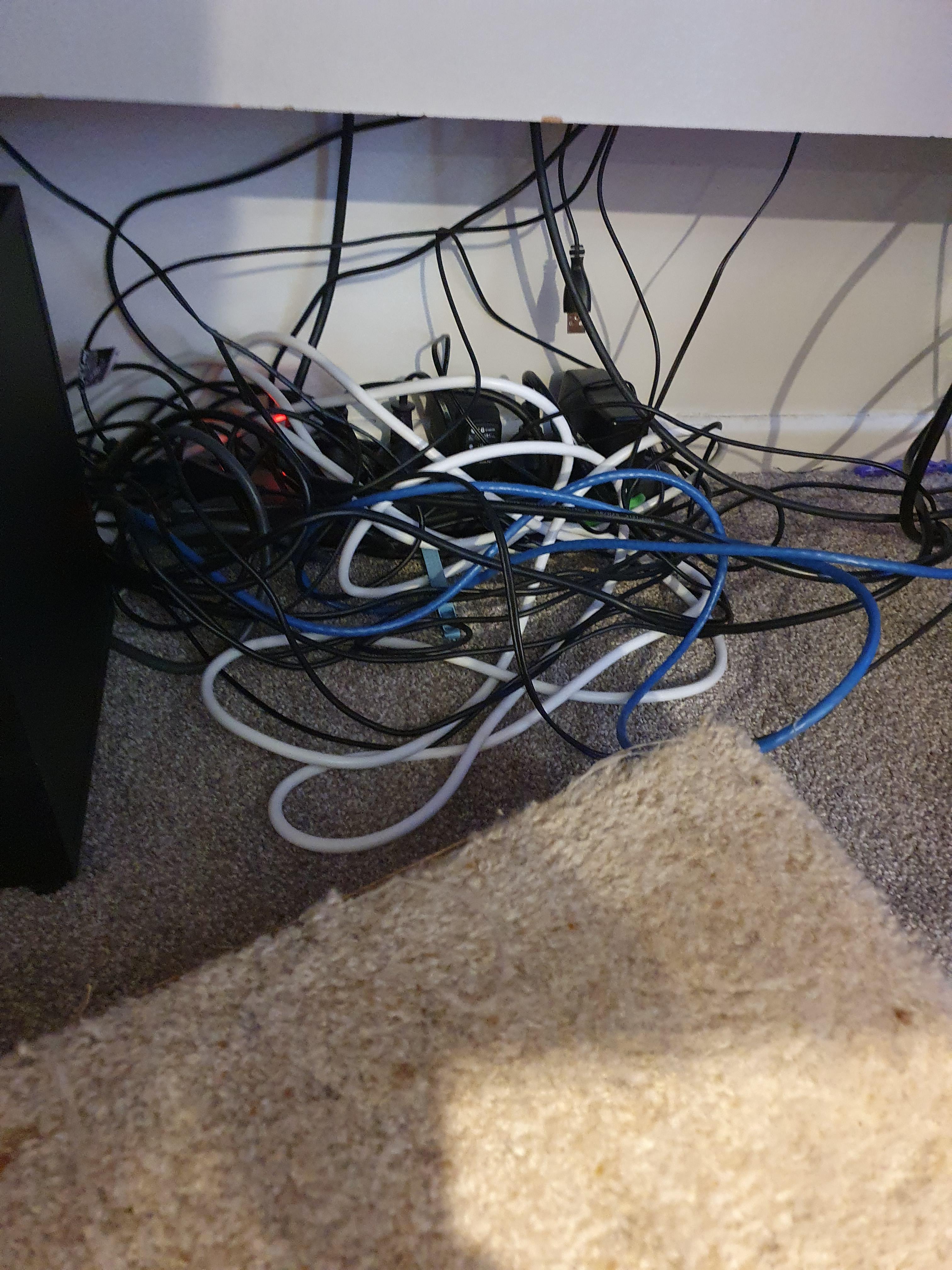 My husband's delicious cable management and he works in IT | Scrolller