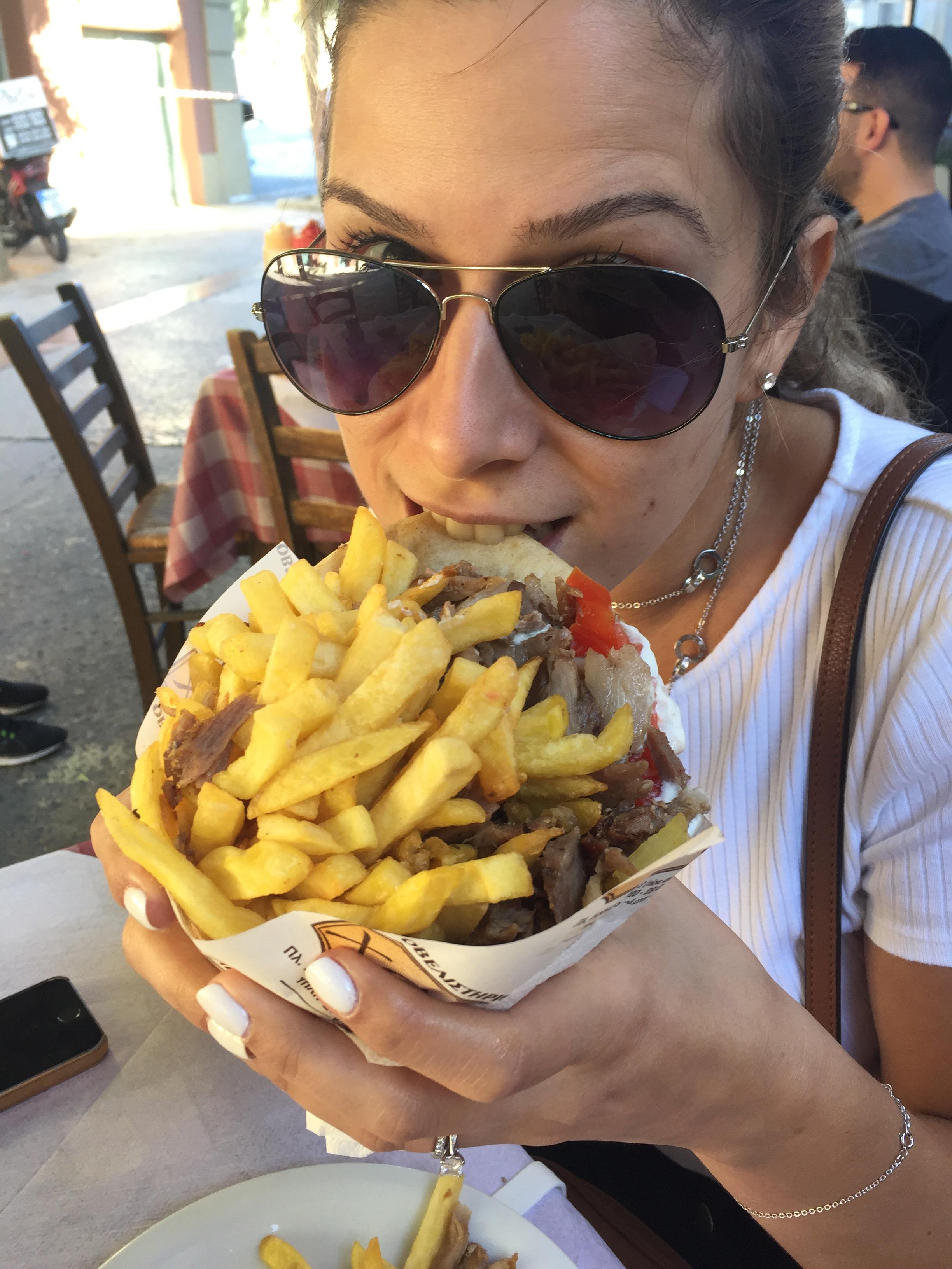 The biggest gyro pita ( lamb and pork ) ive ever seen, thank you Crete ! Thank you Greece ...