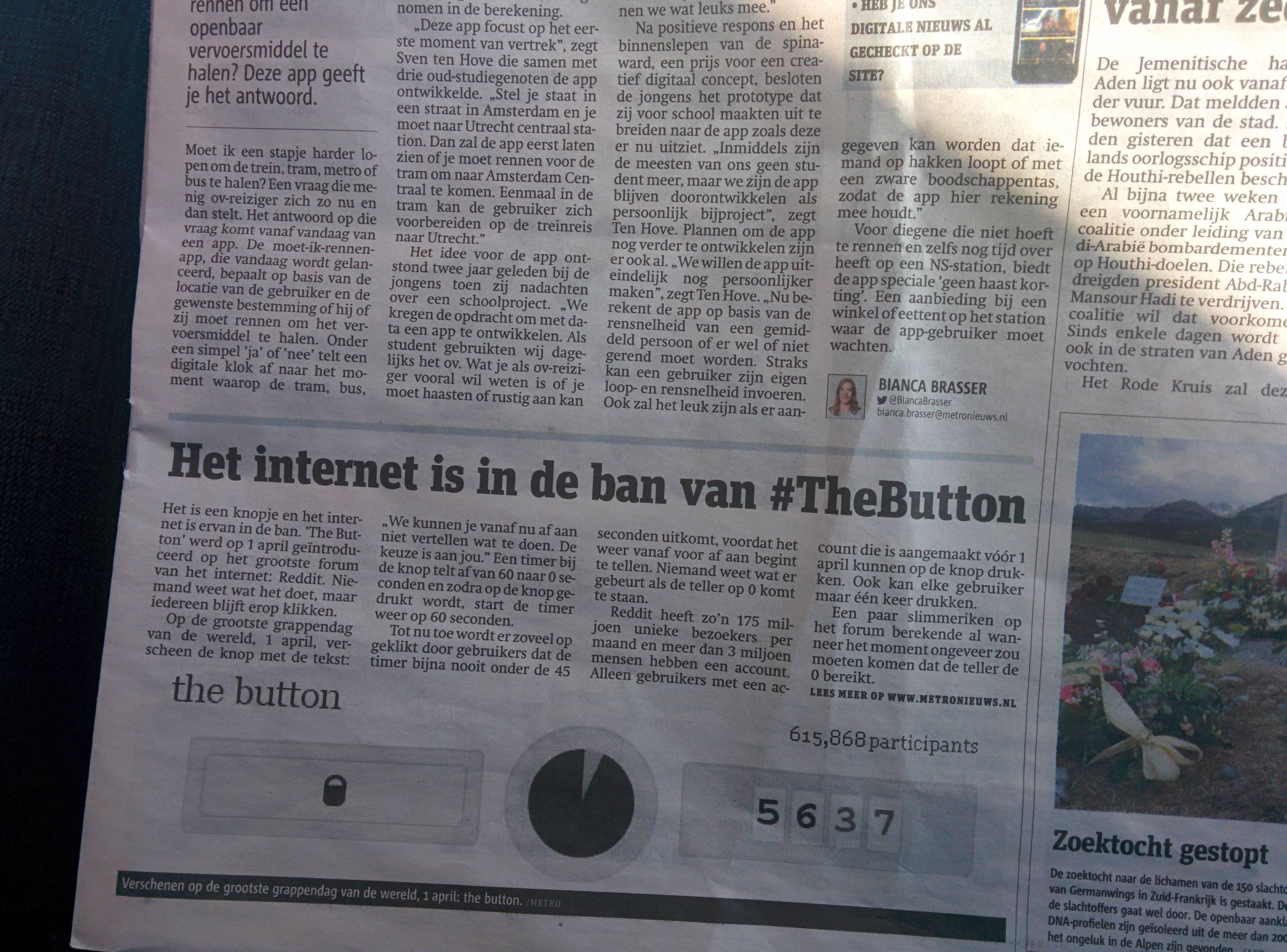 The button featured in a dutch newspaper | Scrolller