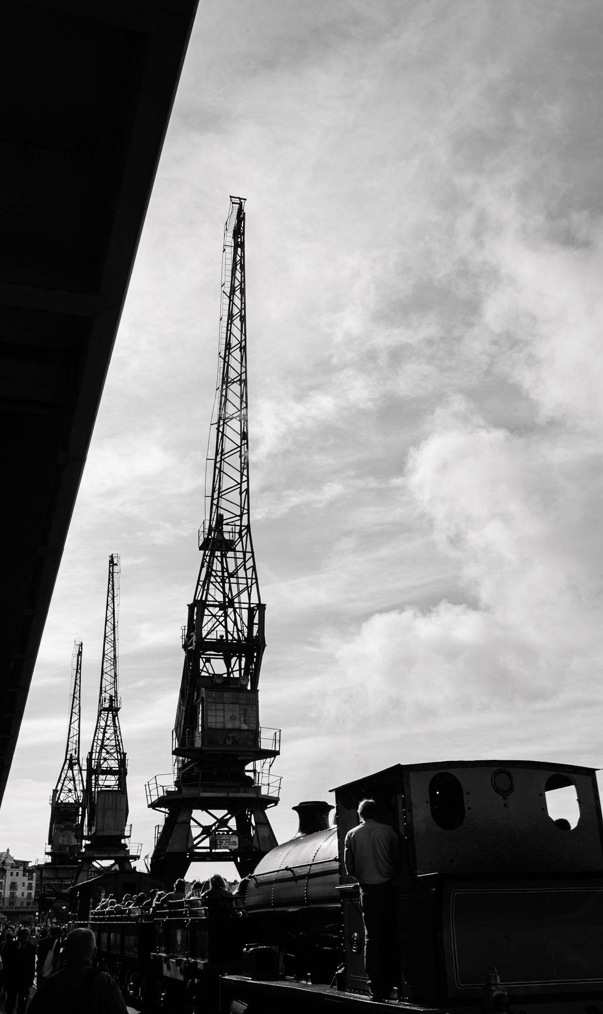 The cranes and train at the docks from doors open weekend | Scrolller