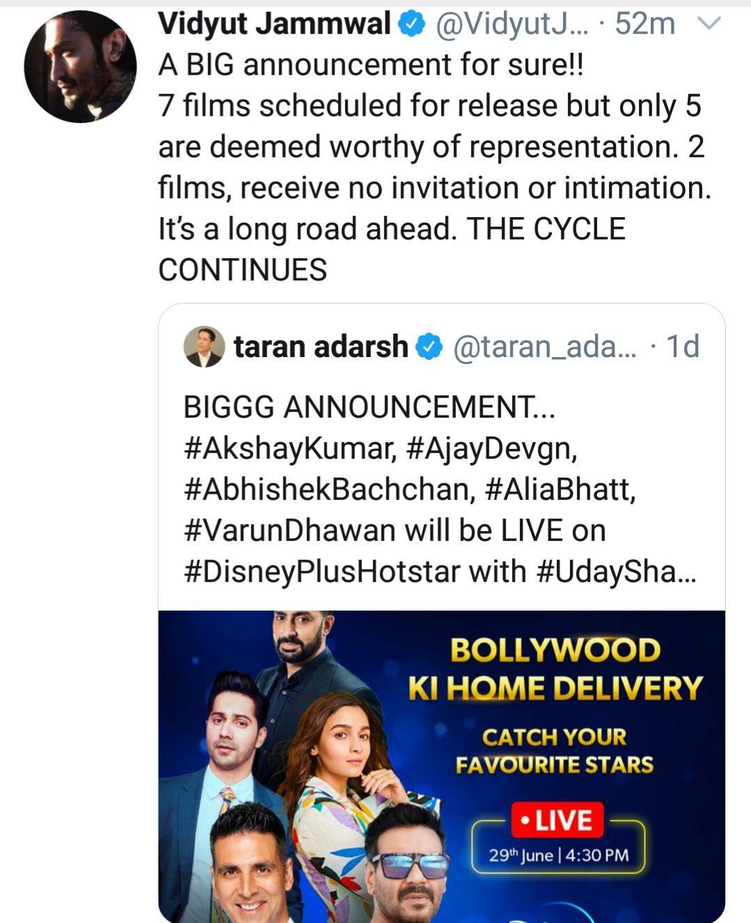 THE CYCLE CONTINUES.... says Vidyut Jammwal. | Scrolller