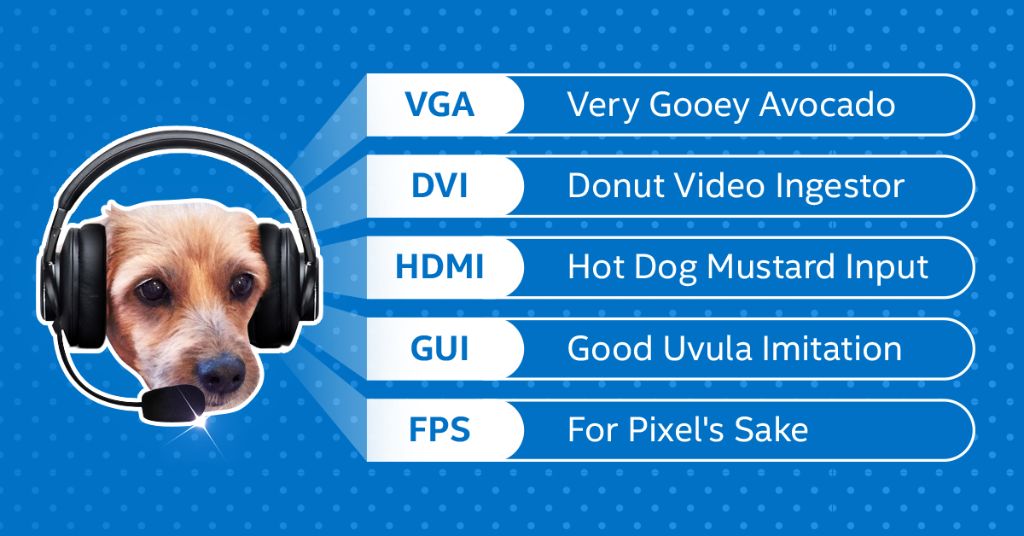 The dogs of Intel Graphics are here to help with industry acronyms! | Scrolller