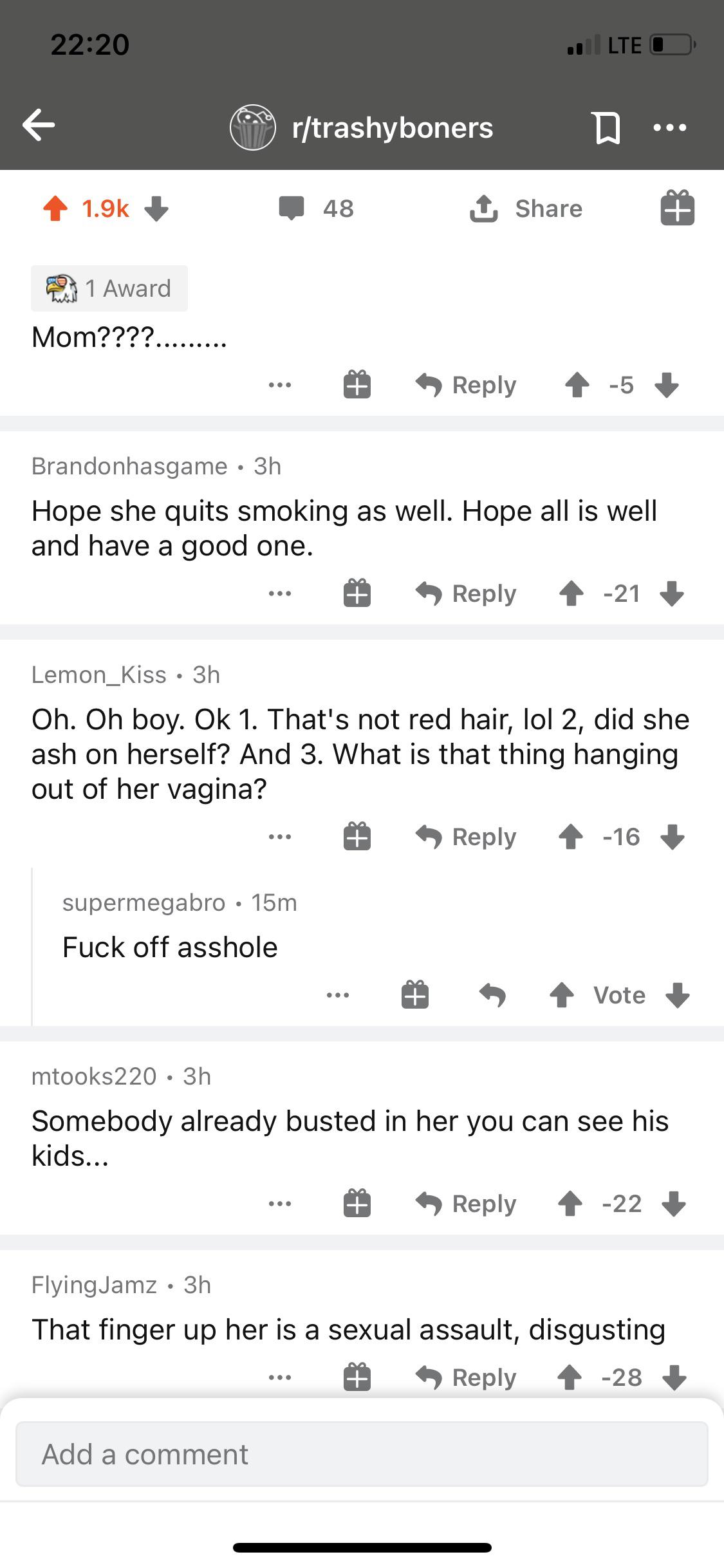 The end of the comments in r/trashyboners | Scrolller