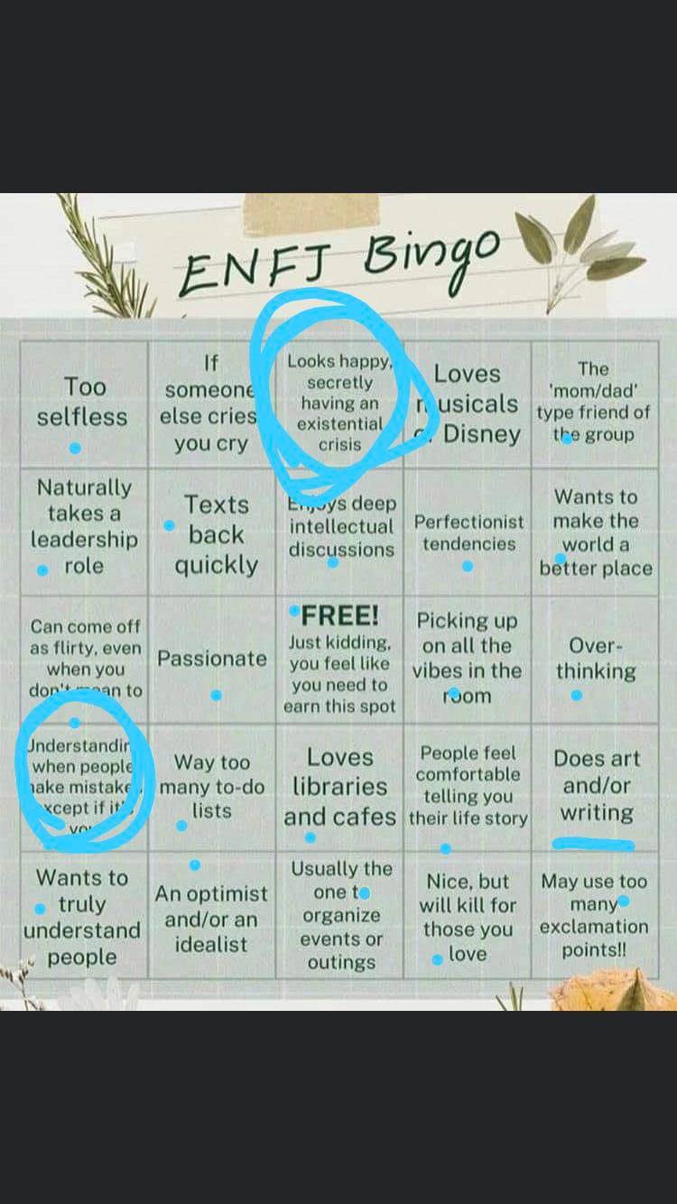 The ENFJ bingo... these two were too accurate | Scrolller