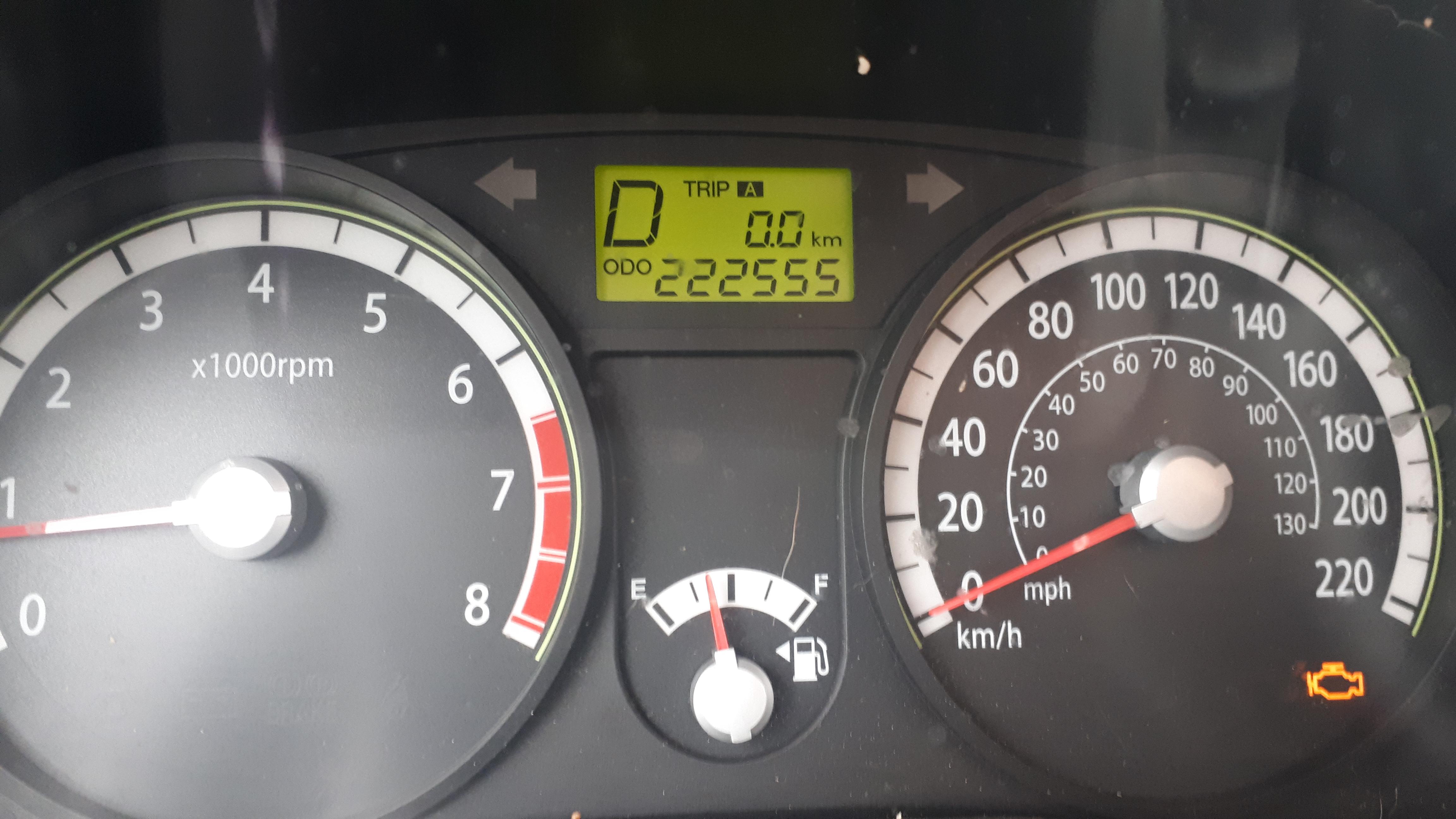 The kms on my car. Just ignore the engine light, I do. | Scrolller