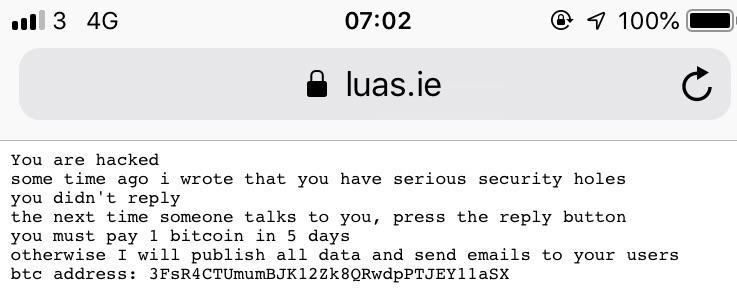 The Luas website has been hacked. | Scrolller