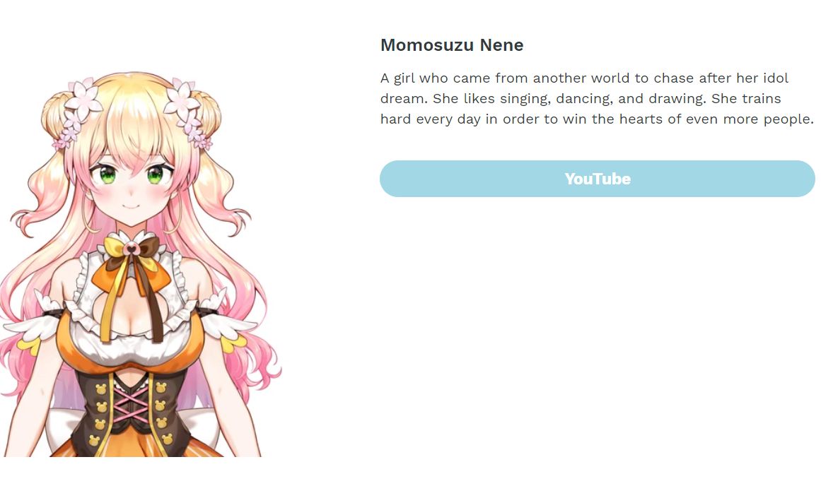 The new Nene lore blurb on the Hololive website | Scrolller