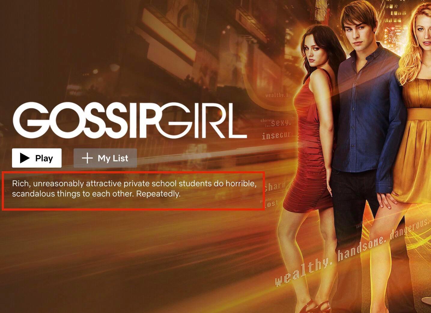 The person who wrote the description probably doesn’t like the show (NETFLIX) | Scrolller