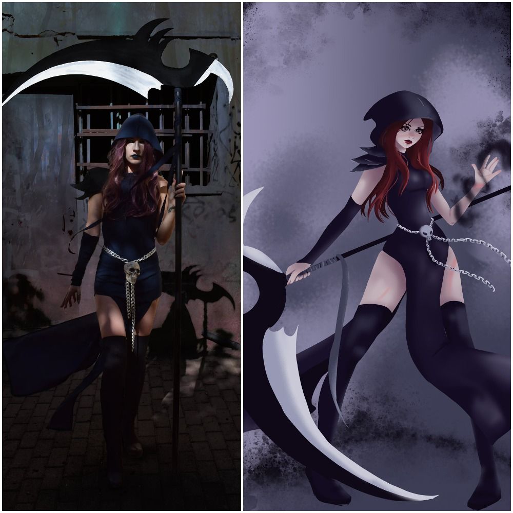 The scythe cosplay, character vs illustration. Credit: Masterpolypragmon Studios | Scrolller