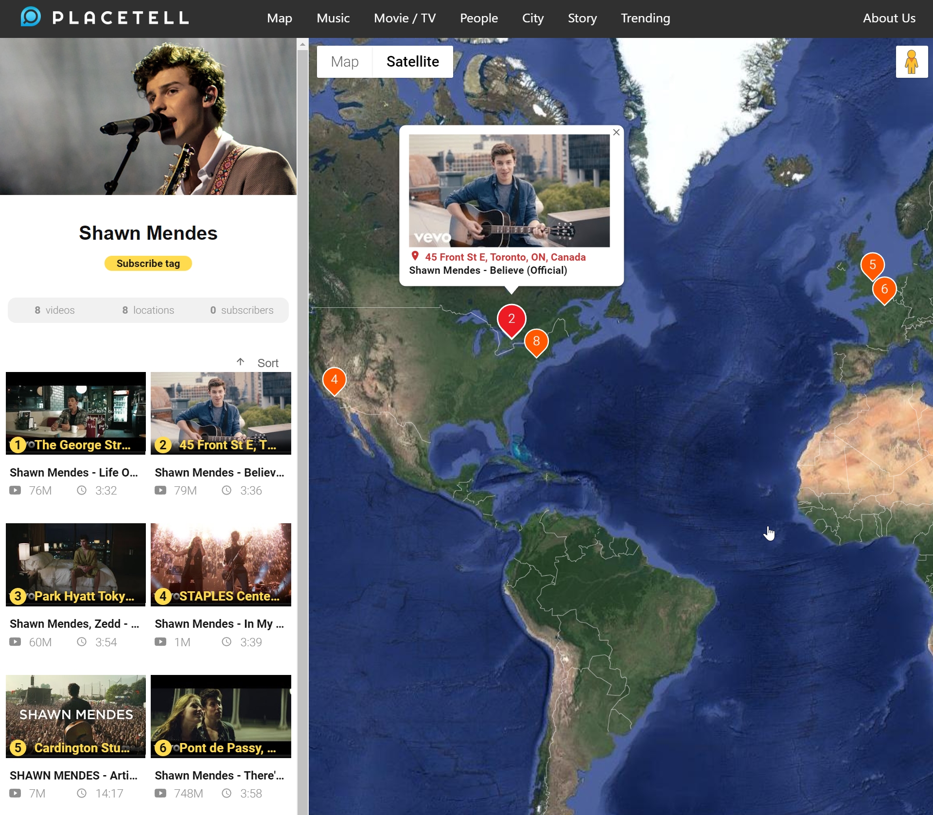 The Shawn Mendes World Map from PlaceTell | Scrolller