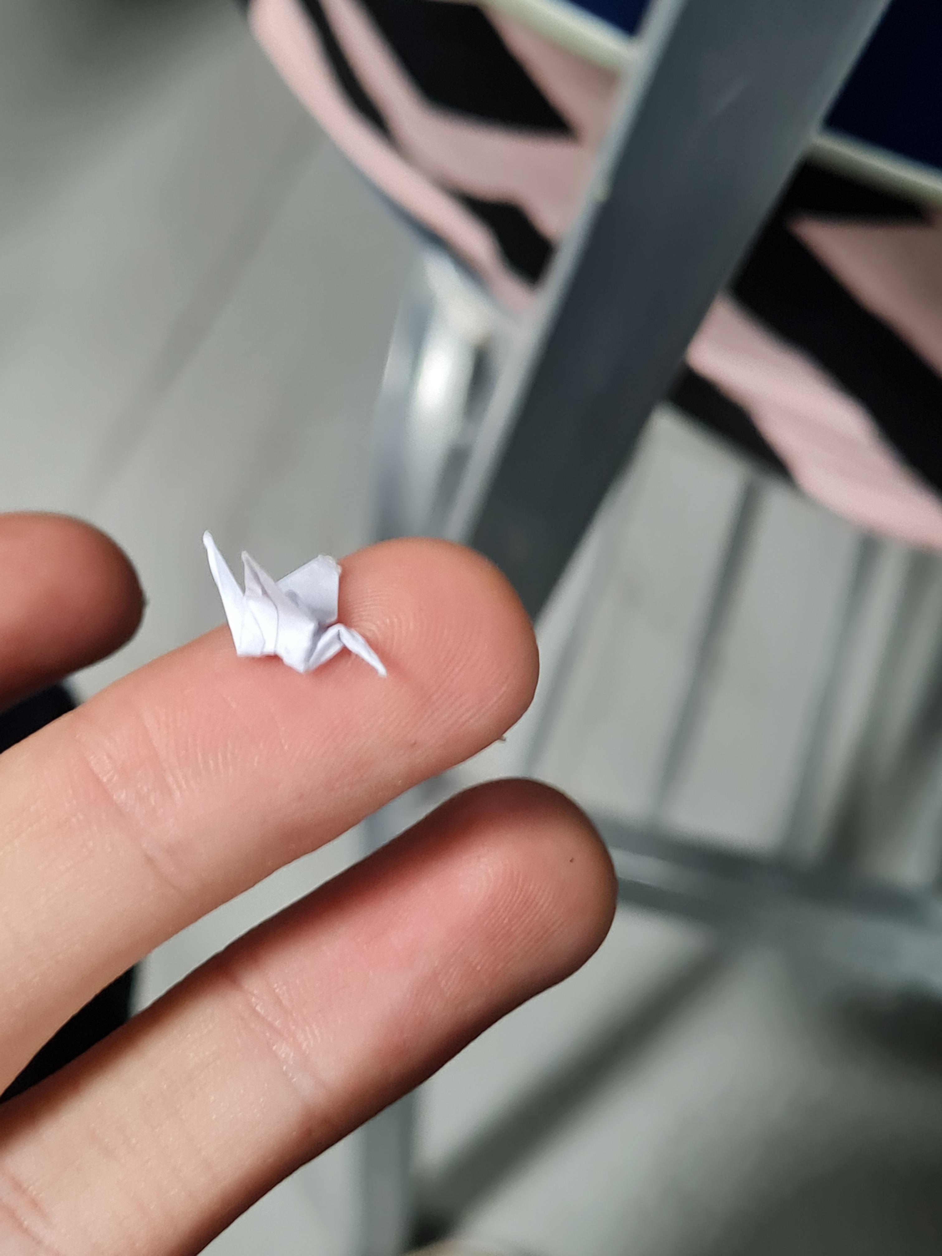 The smallest origami I've ever made (0.4cm opened wings/0.9cm closed wings) | Scrolller