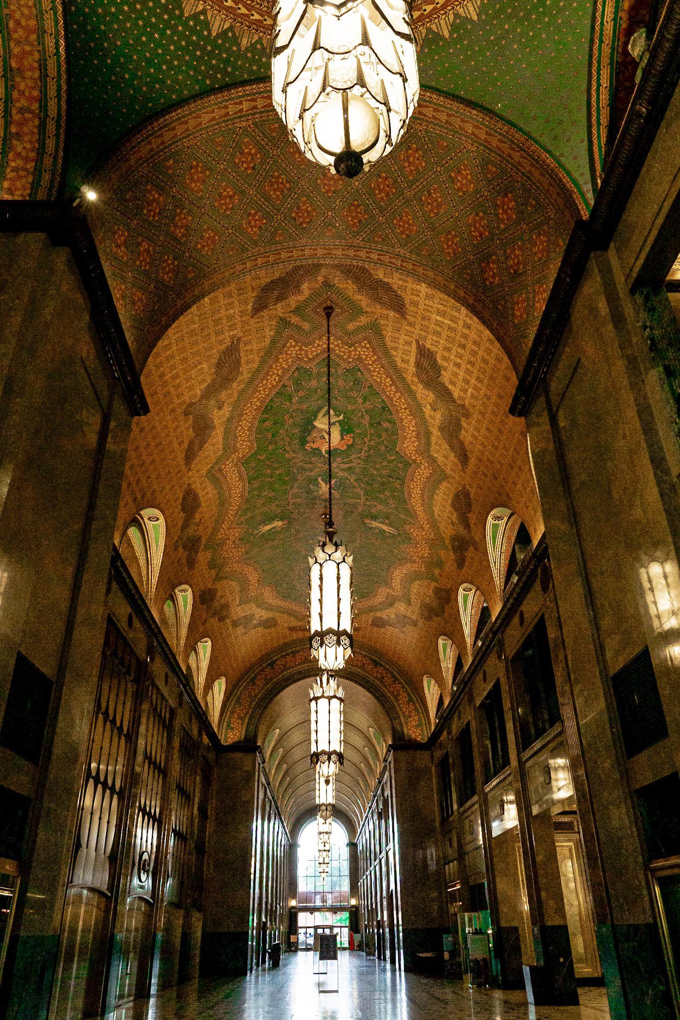 The two story lobby of the Fisher Building in Detroit, built in 1928 ...