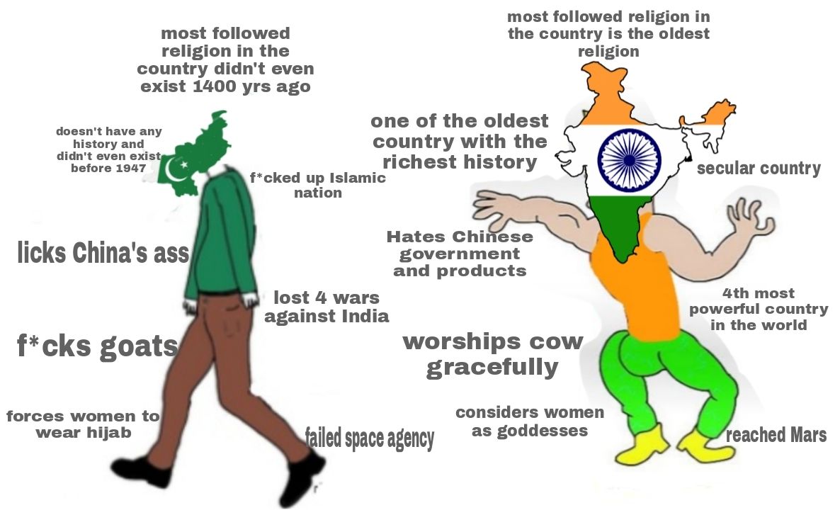 The Virgin Pakistani vs the chad Indian | Scrolller
