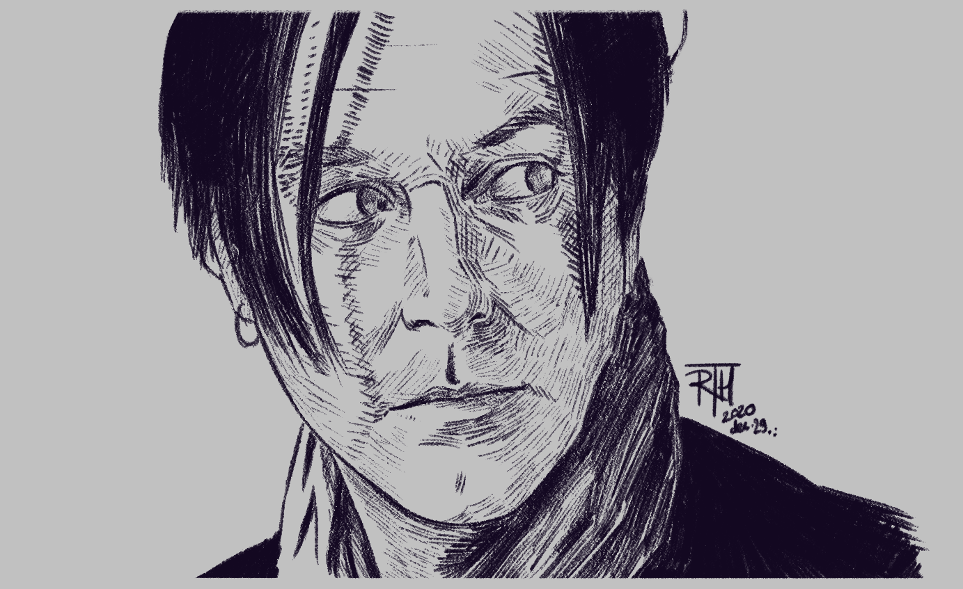 There's this photo of Troy that I really like, where his eyes look so mysterious, so I thought I ...