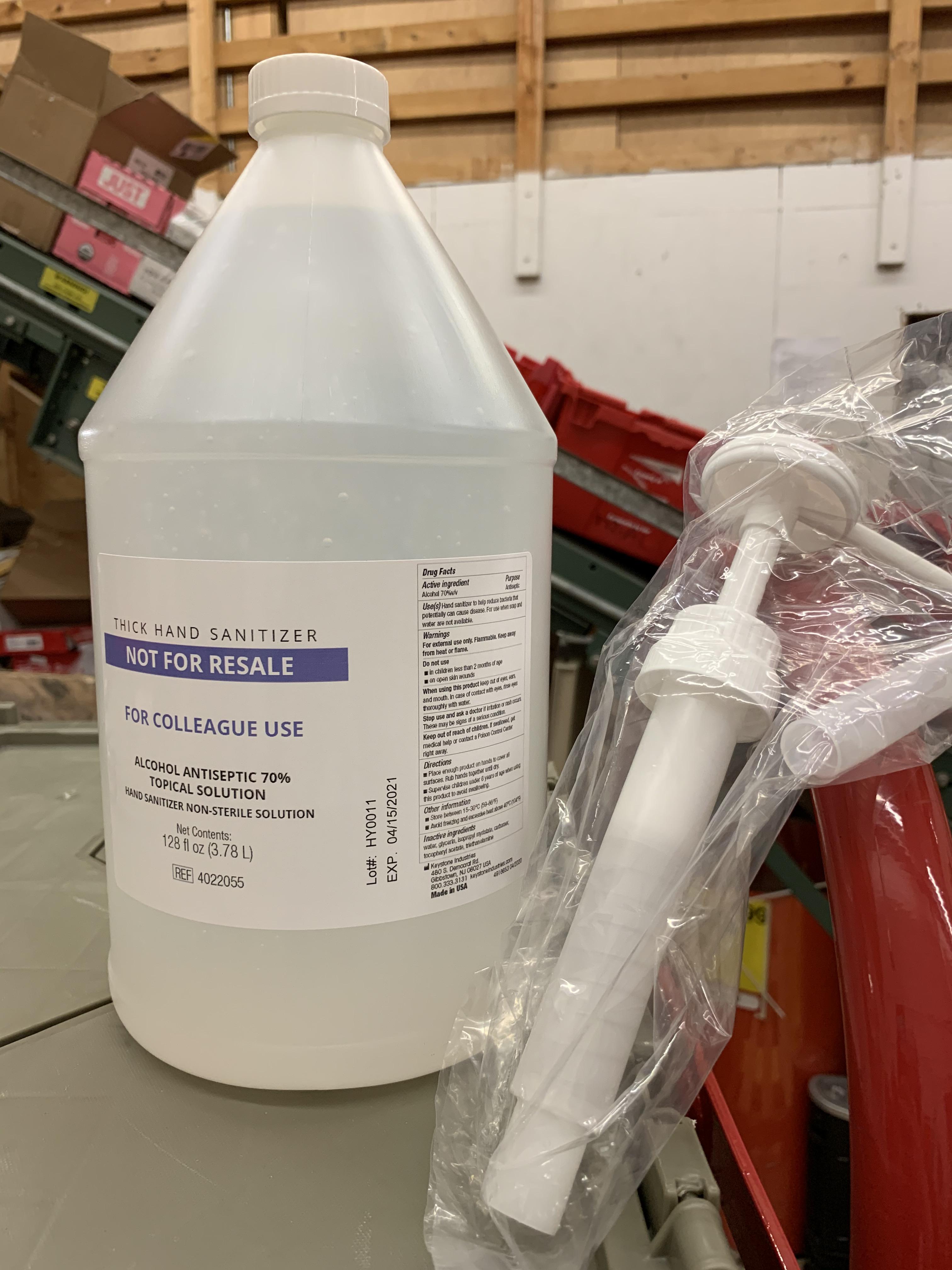 They brought in the big dogs. The largest bottle of hand sanitizer I’ve ever seen! They sent 4 ...