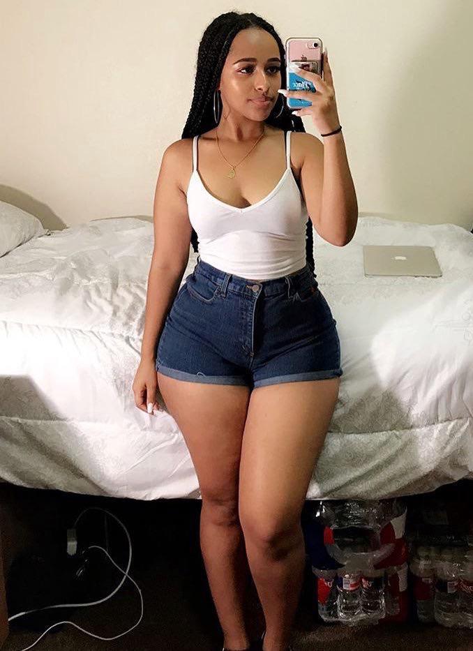 Thick thighs in denim shorts | Scrolller