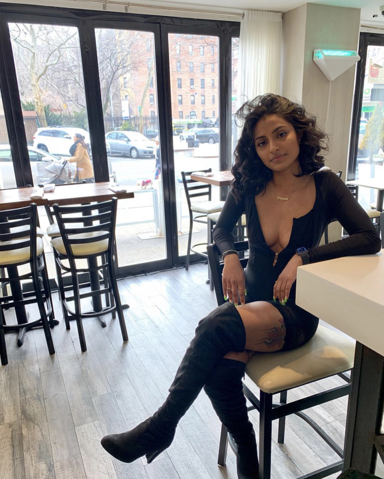 Thigh-highs and plunging v-neck | Scrolller