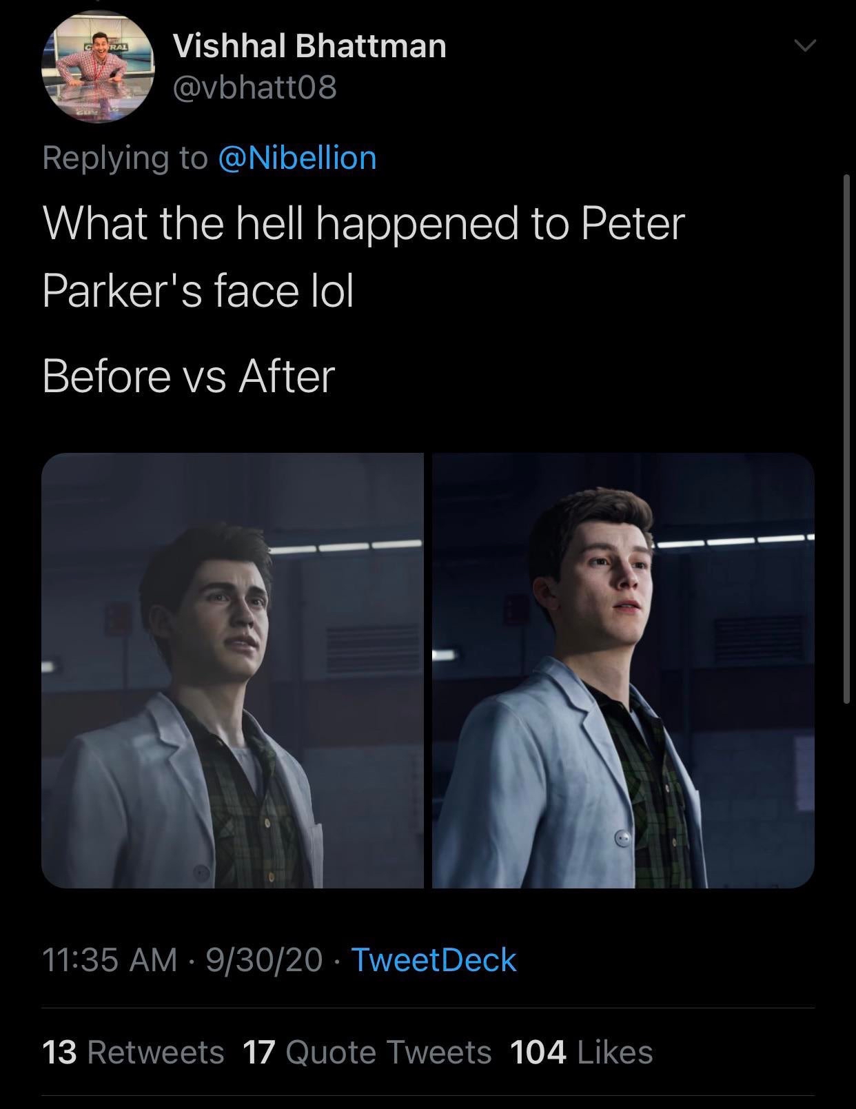 This new model of Peter Parker in the Spider-Man Remaster. | Scrolller
