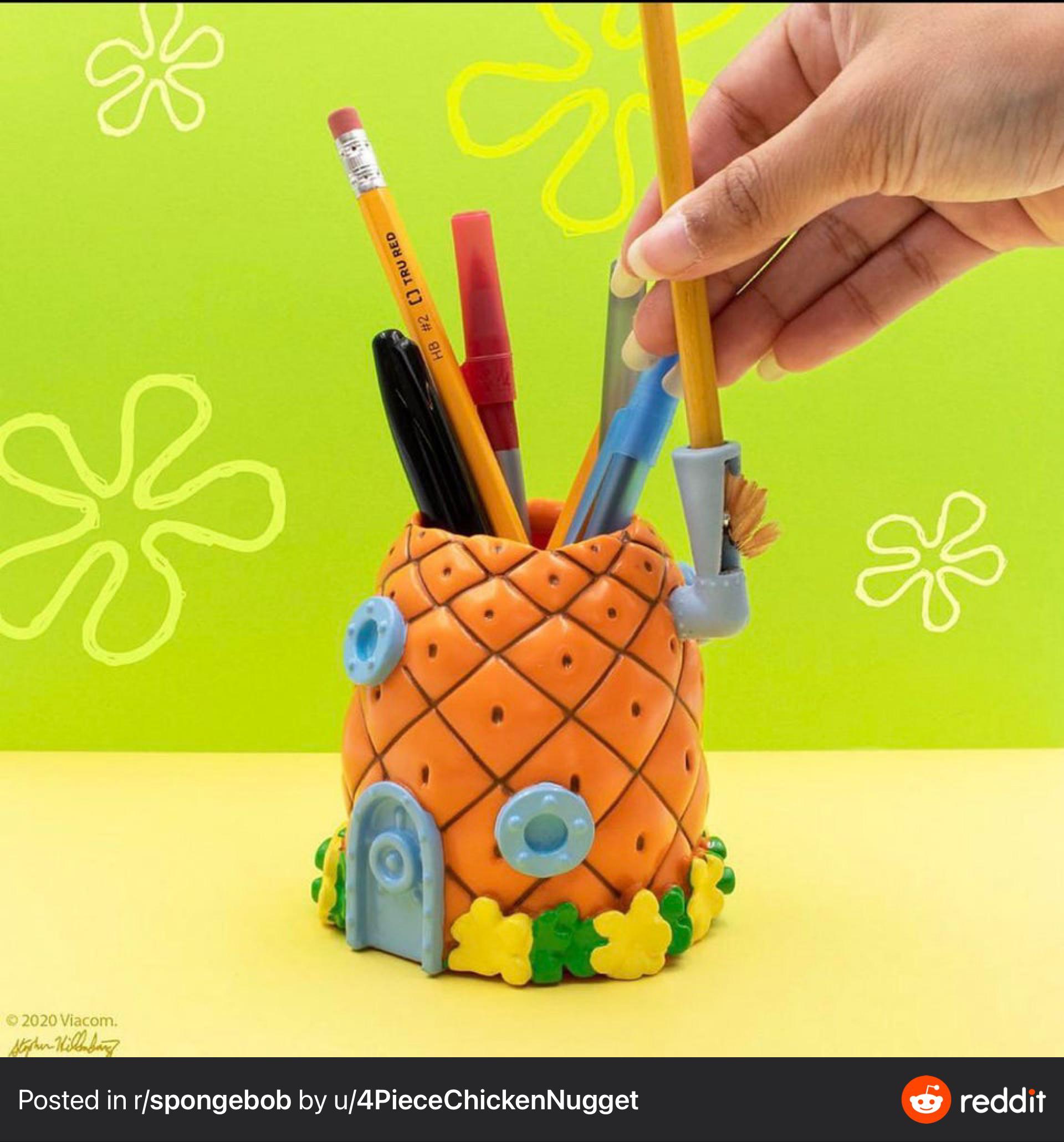 This pencil holder is shaped like spongebob’s house, with a sharpener in the chimney. | Scrolller