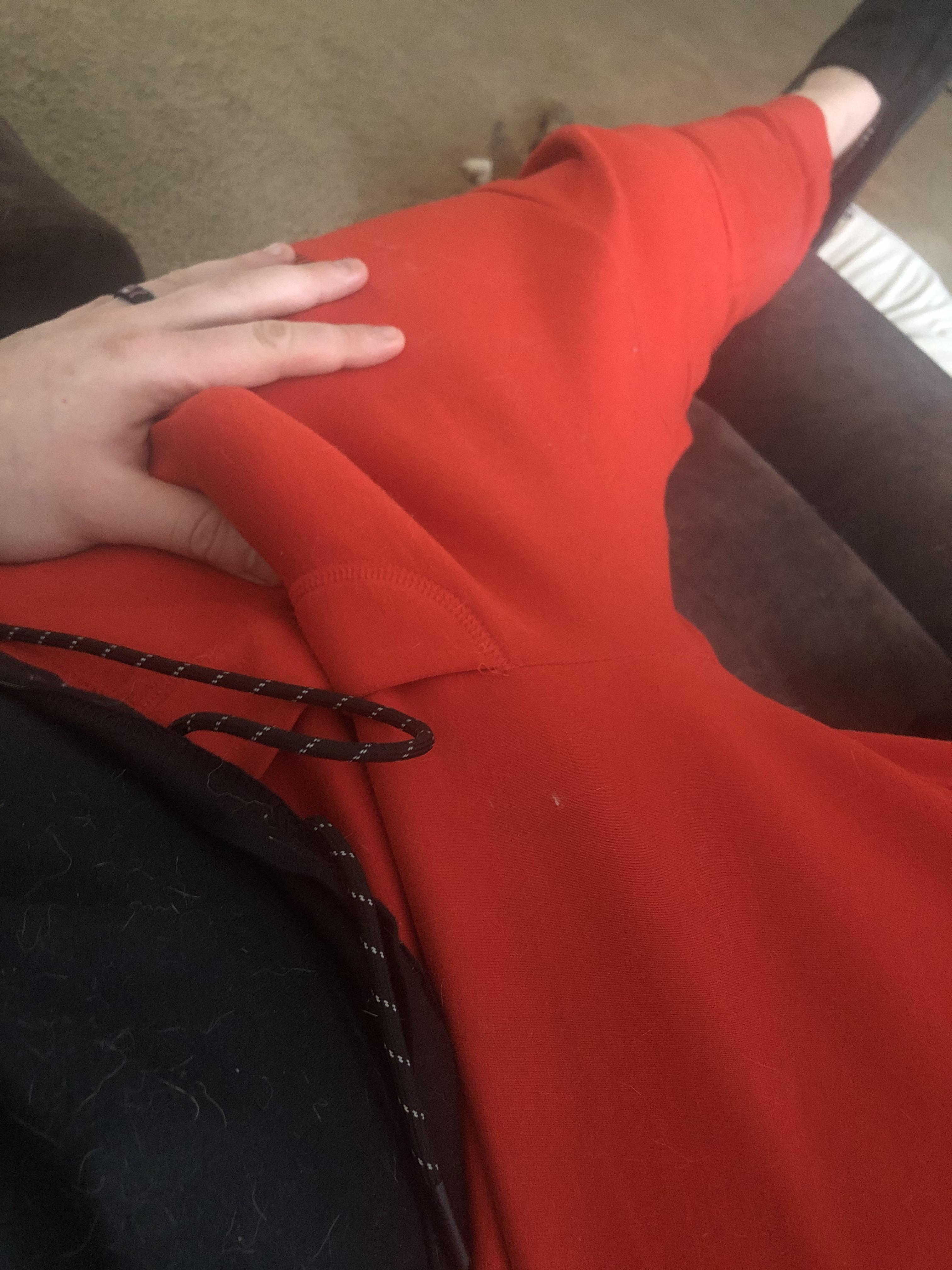 This red is perfect for showing my dickprint. | Scrolller