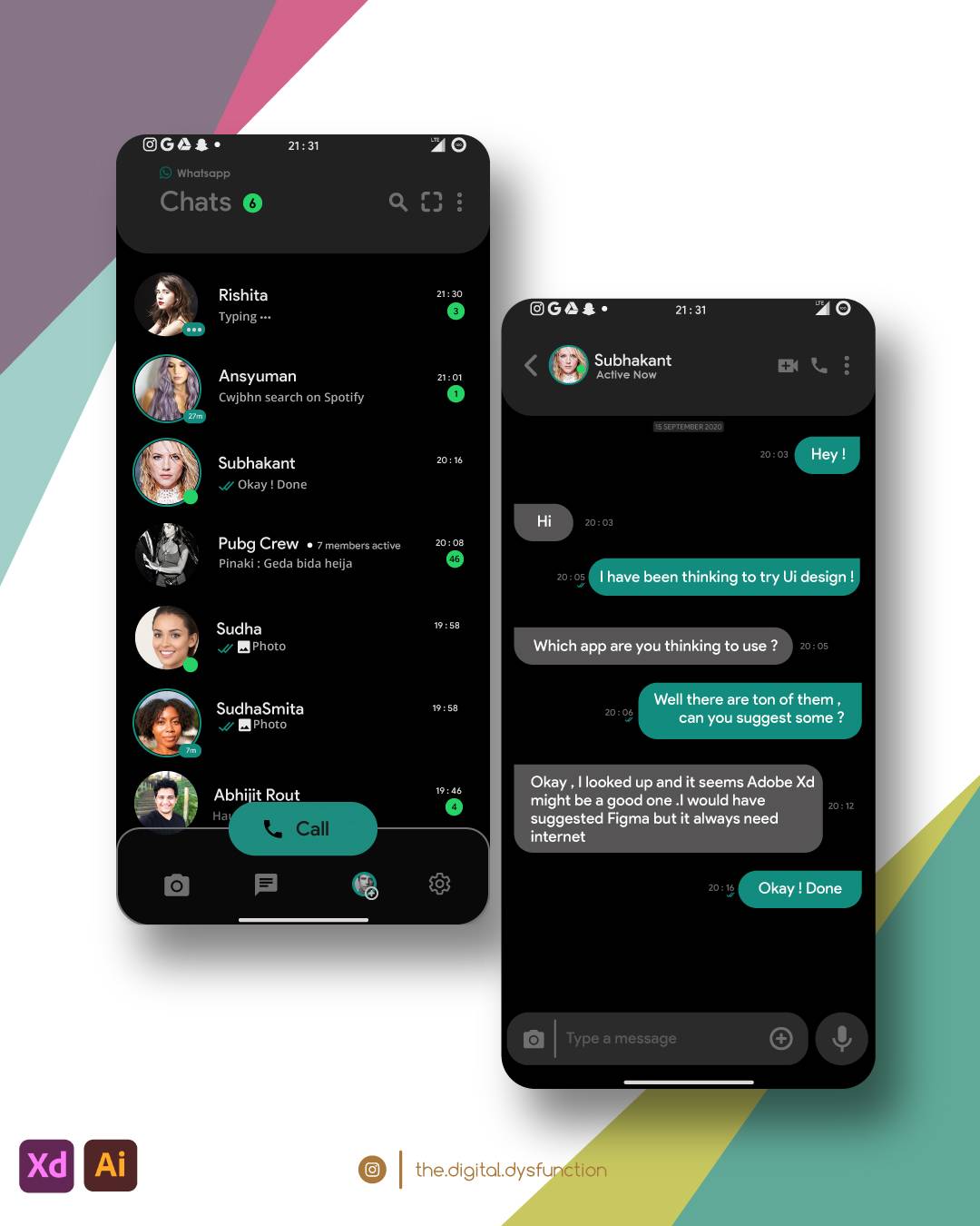 This Whatsapp Ui Redesign is my first work on Ui Ux designing, which was created on Adobe Xd ...