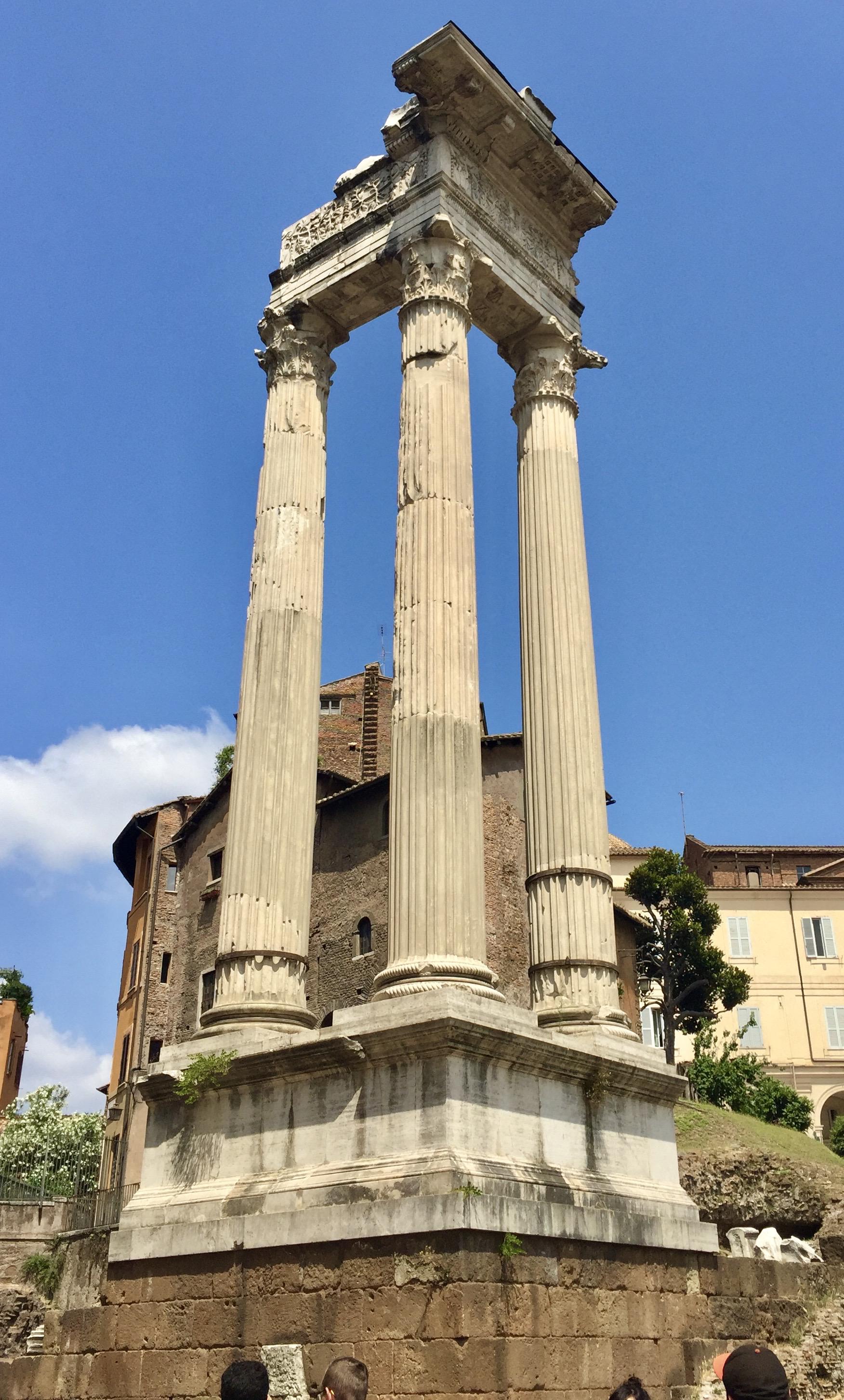 Three Corinthian columns from the Temple of Apollo Sosianus, circa 34 BCE. Rome, Italy. [OC ...