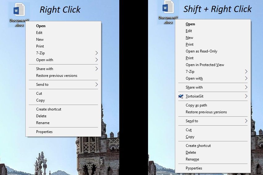 [til] Shift Right Click Extends The Context Menu With A Bunch Of