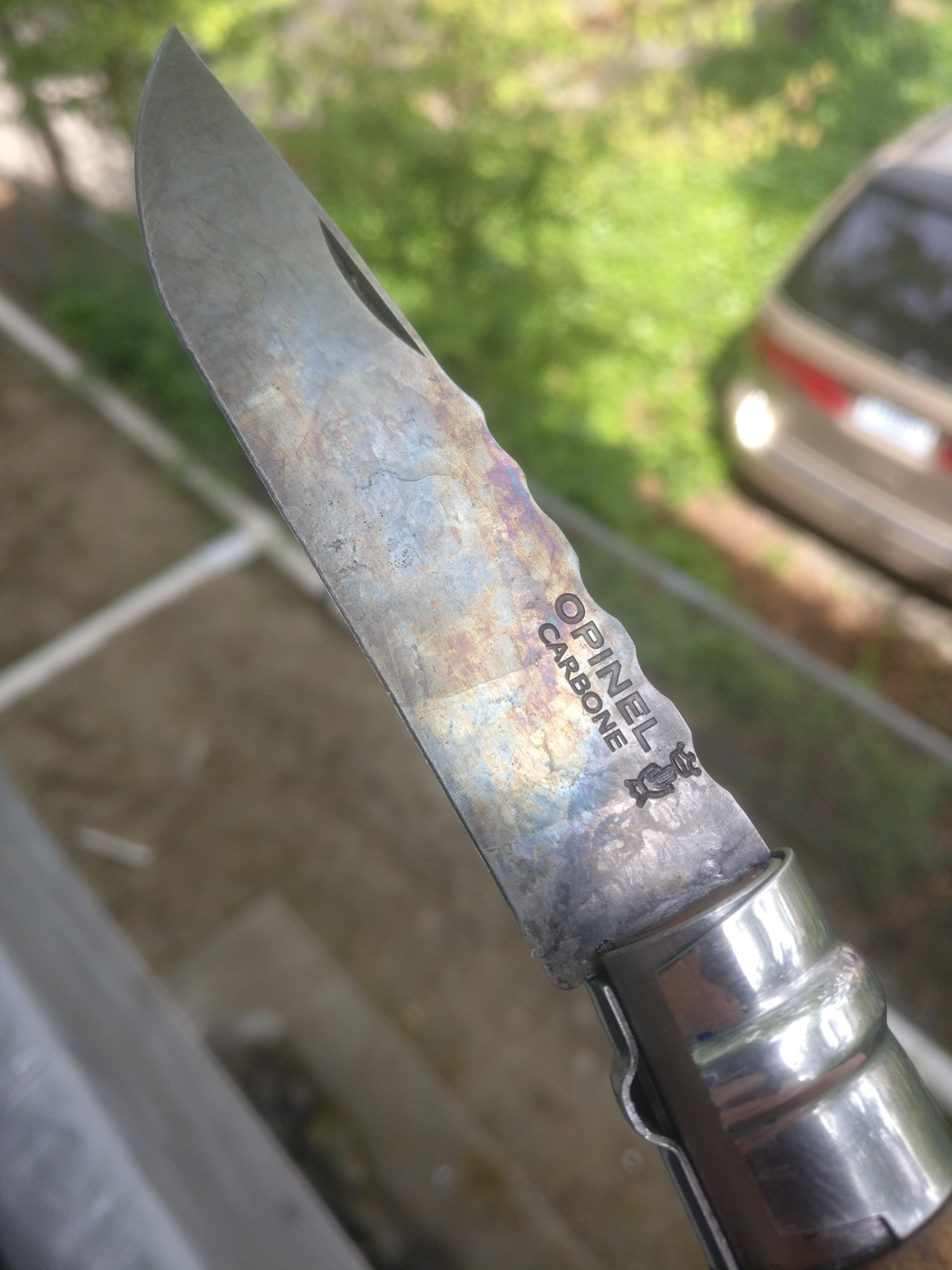 Tired of forcing patinas, so its my dedicated kitchen prep knife until im satisfied. No9 ...