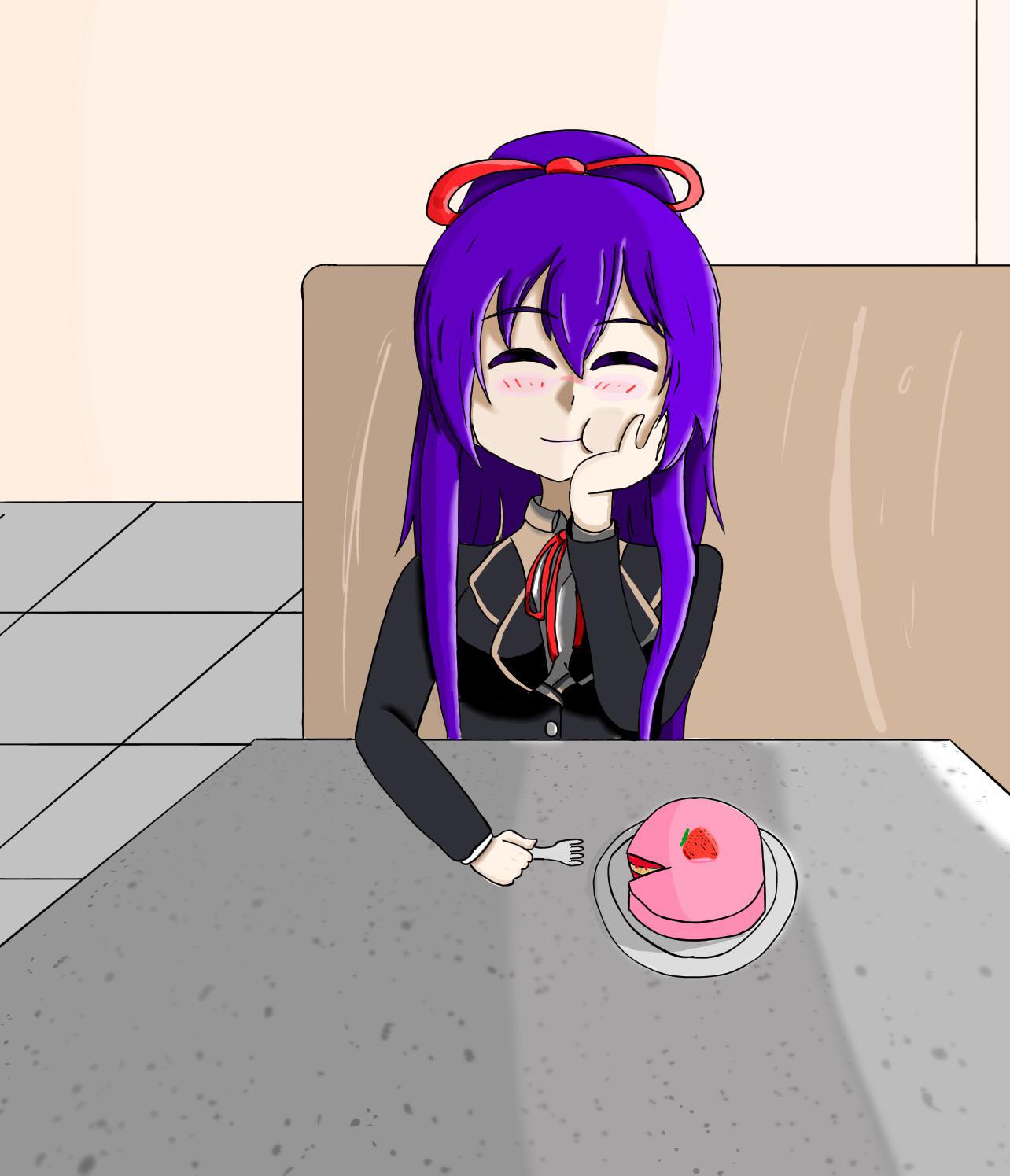 Tohka eating cake at the bakery | Scrolller