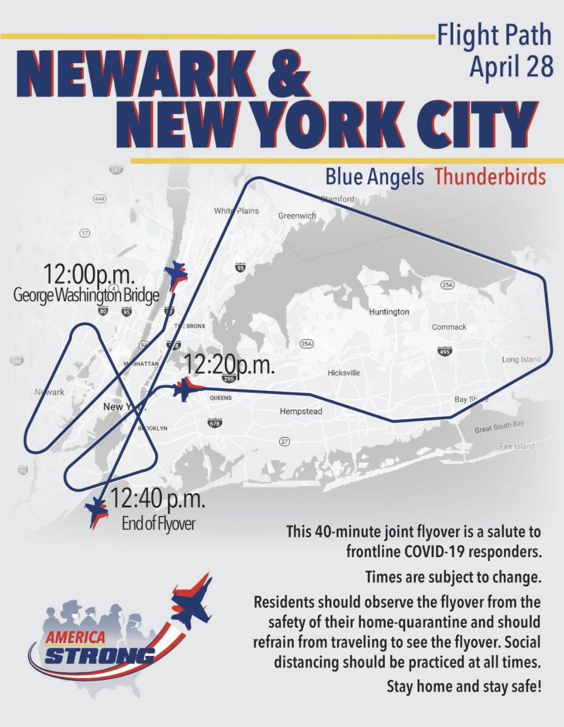 Tomorrow's (April 28th) Blue Angels Thunderbirds Flyover Flight Path | Scrolller