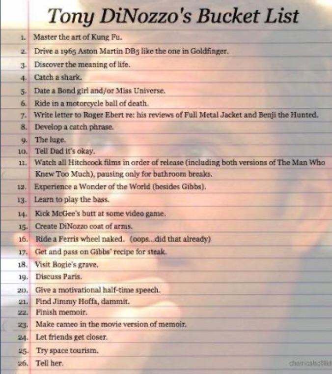 Tony’s Bucket list. | Scrolller
