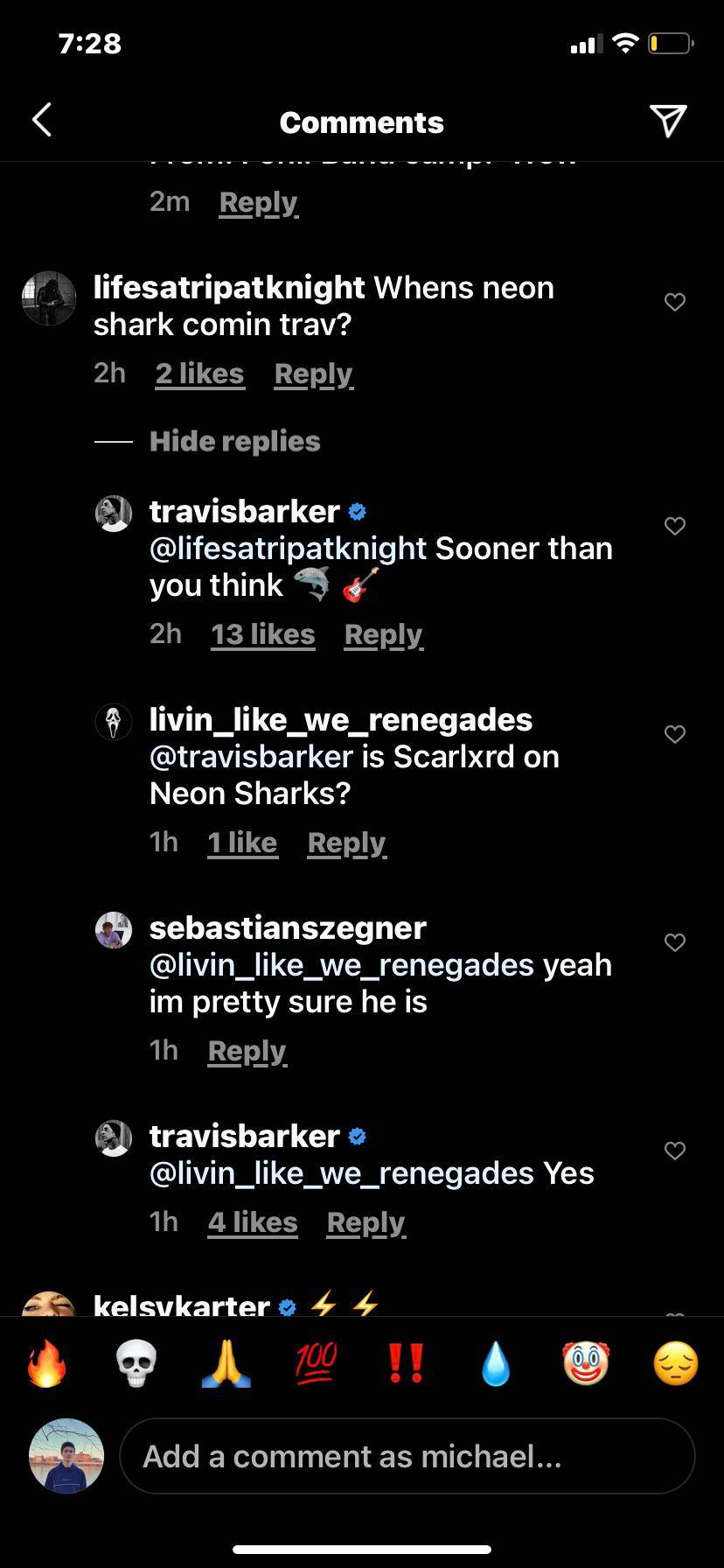 Travis Barker confirms Scarlxrd on NEON SHARK | Scrolller