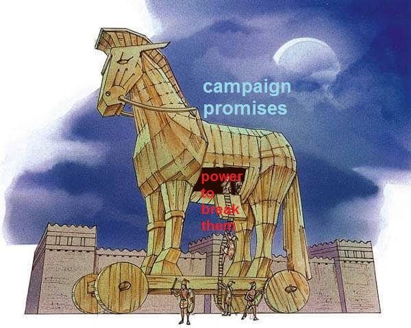 trojan horse of campaign promises | Scrolller
