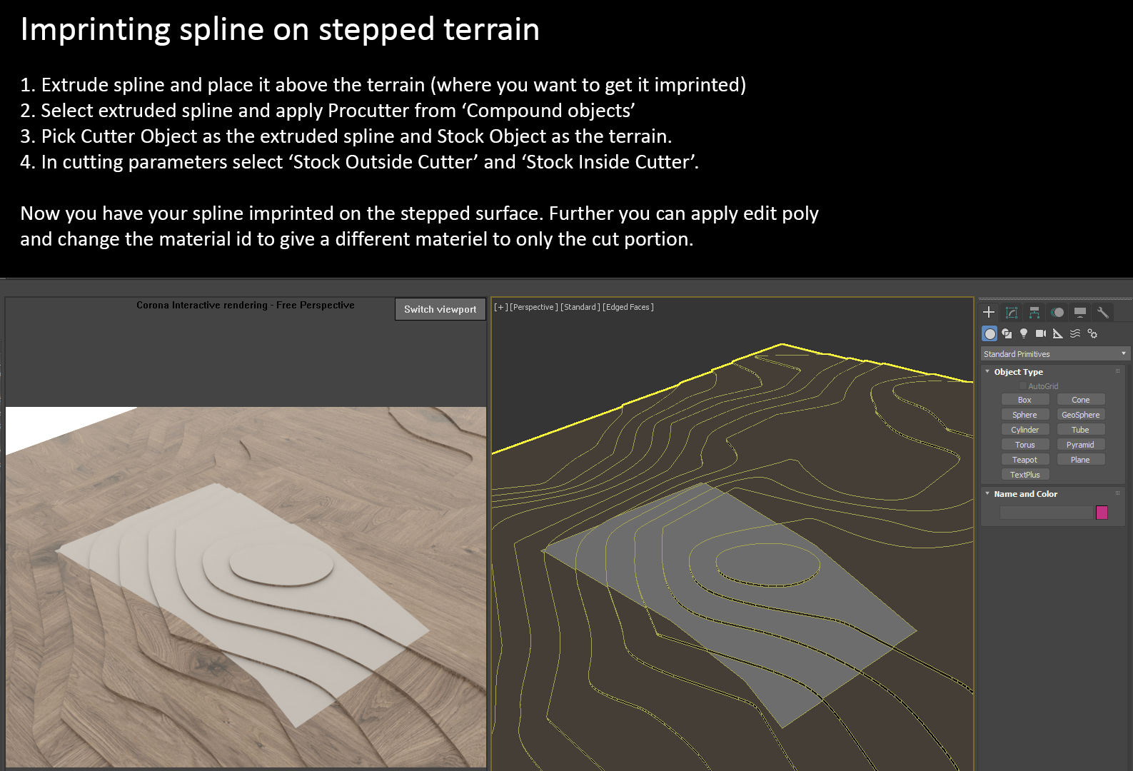 [Tutorial] How to imprint a spline to a stepped surface. | Scrolller