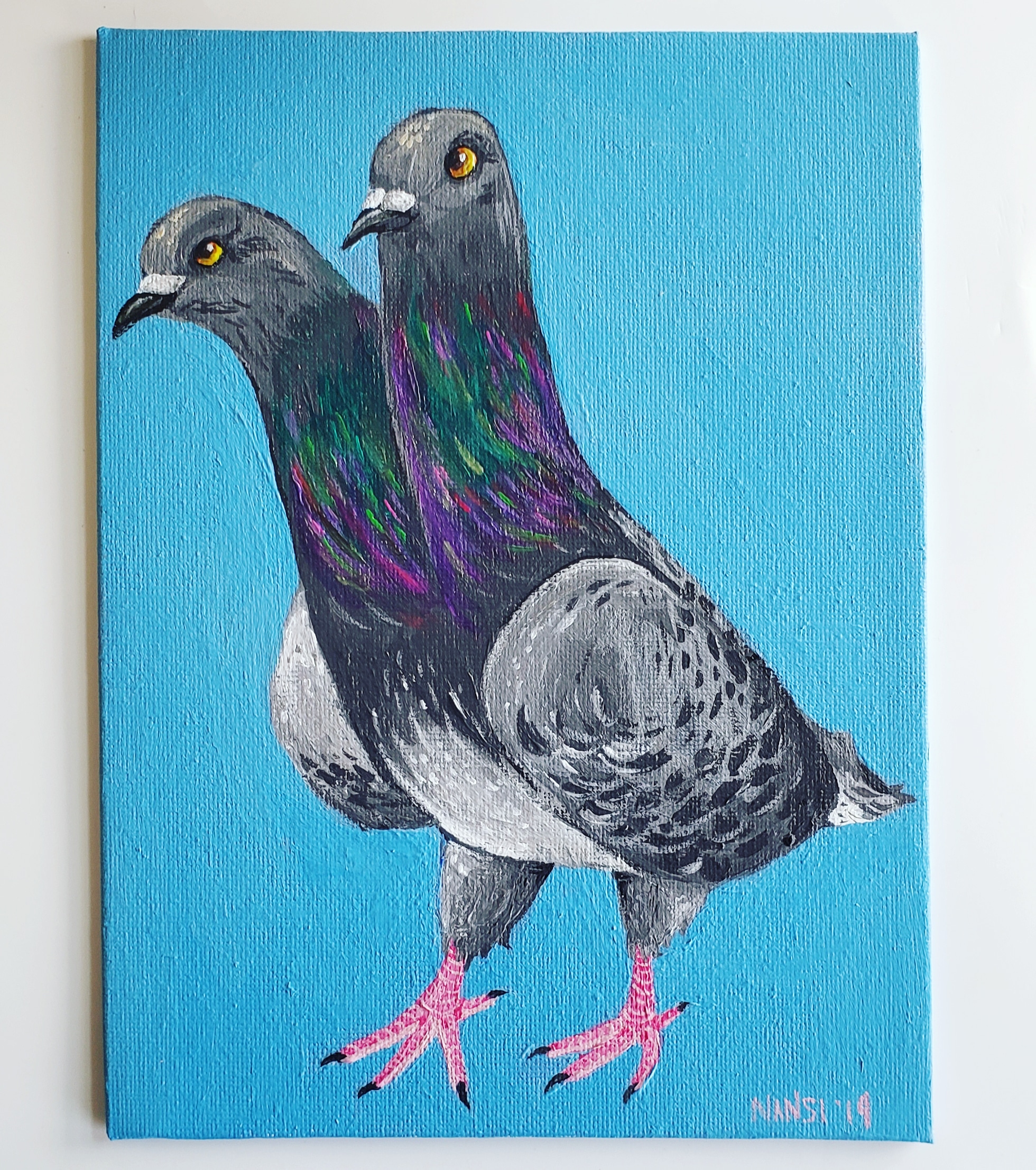 Two headed pigeon painting | Scrolller