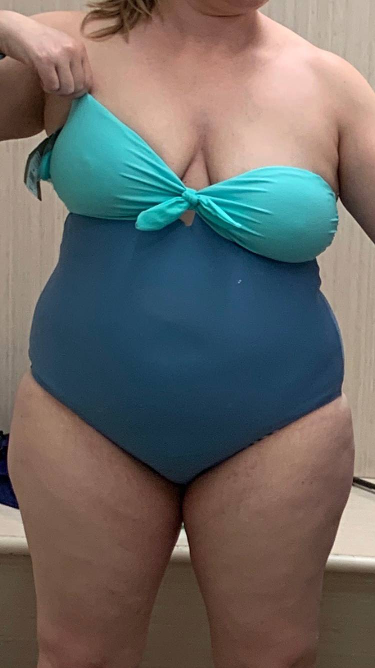 Two-tone blue swimsuit | Scrolller