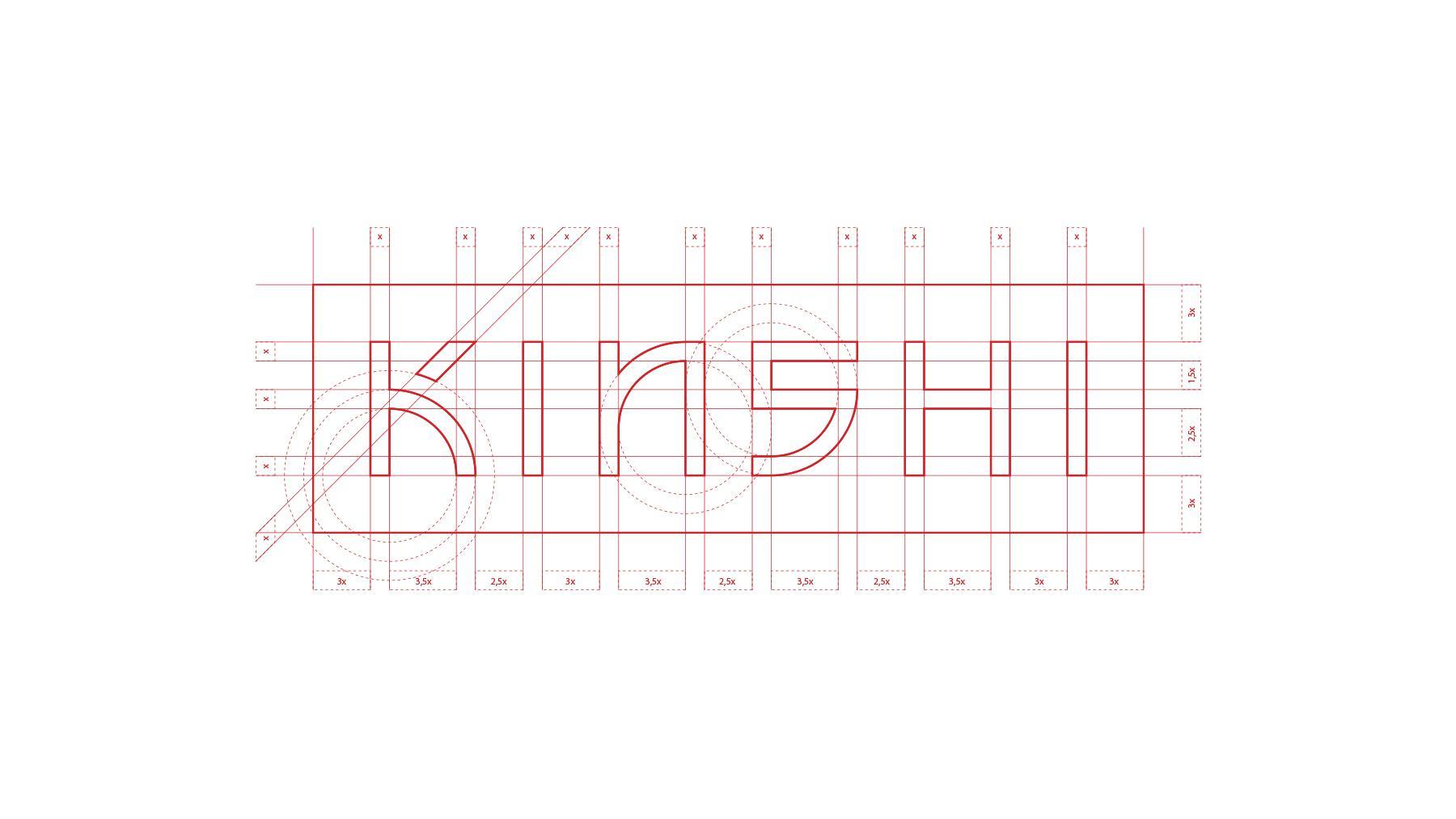 Typographic logo construction for a business called Kinshi. | Scrolller