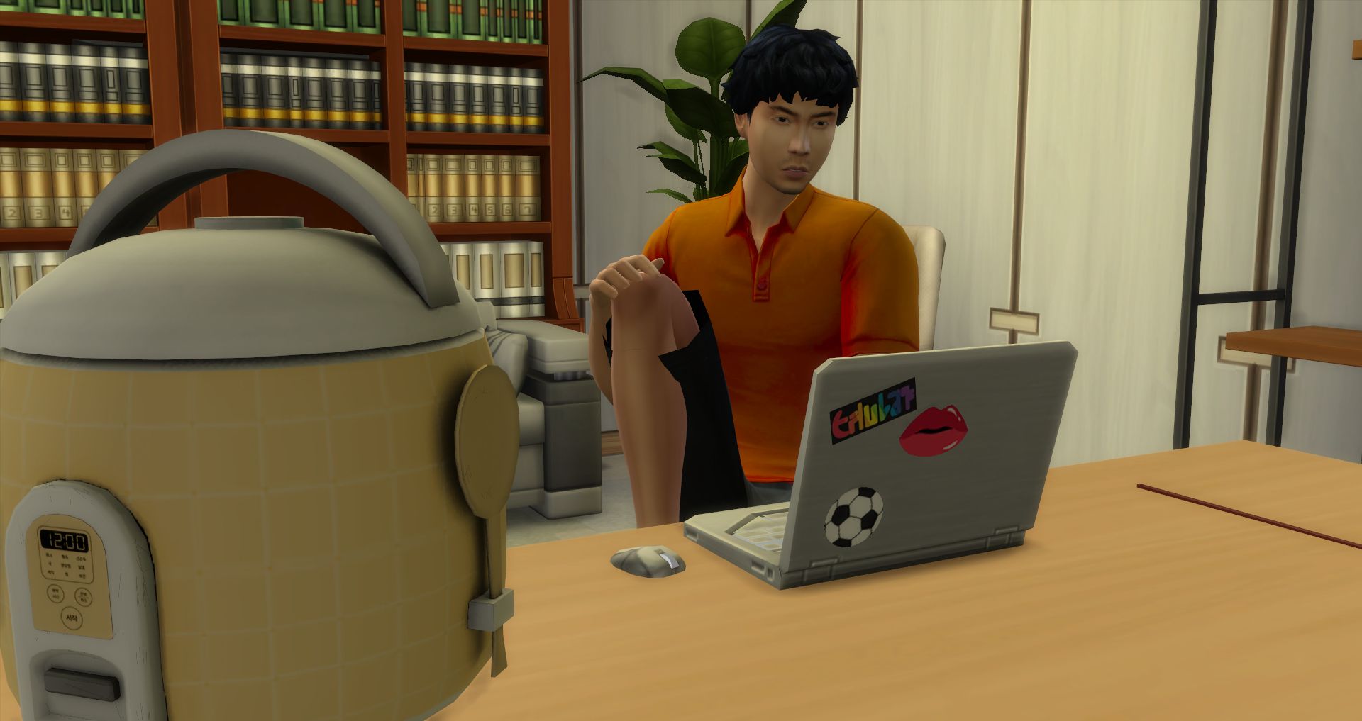 uncle roger in the sims 4 with his rice cooker. | Scrolller