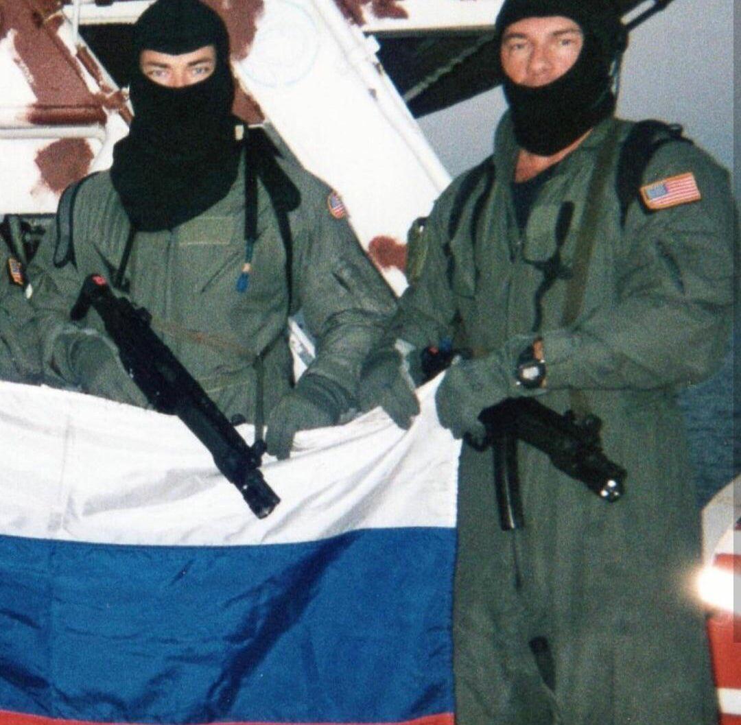 US Navy SEAL's “Jocko” Willink and Thomas "Drago" Dzieran after capturing a Russian smuggling ...