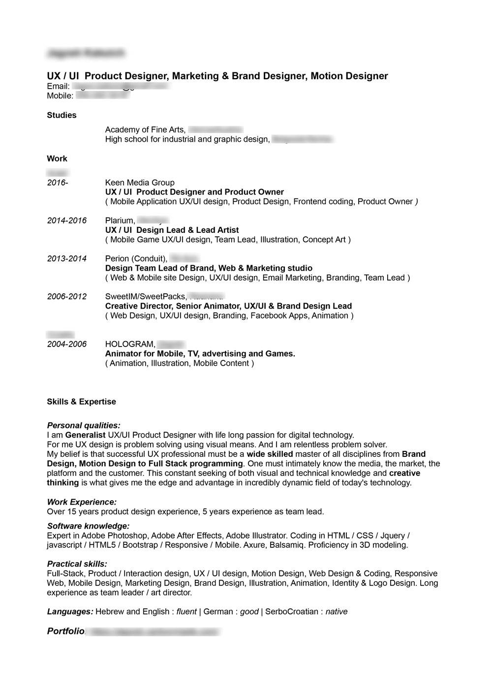 UX designer, 100+ applications with no callbacks. What is wrong with my resume? | Scrolller