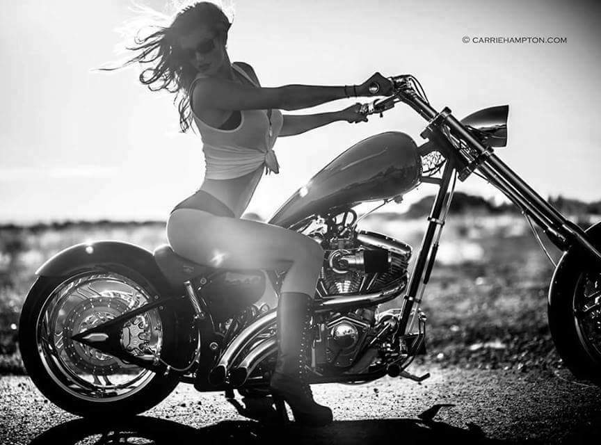 V-twin chopper in black and white | Scrolller