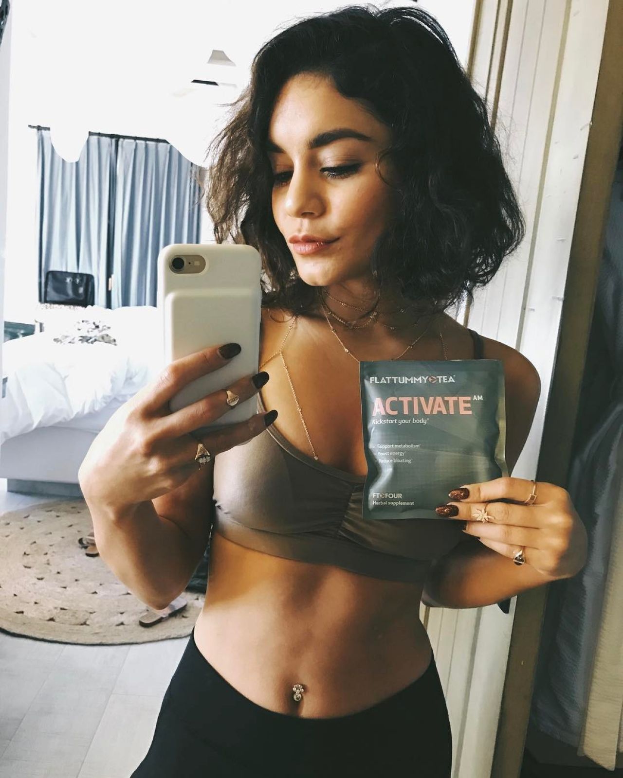 Vanessa Hudgens Drinking Flat Tummy Tea | Scrolller